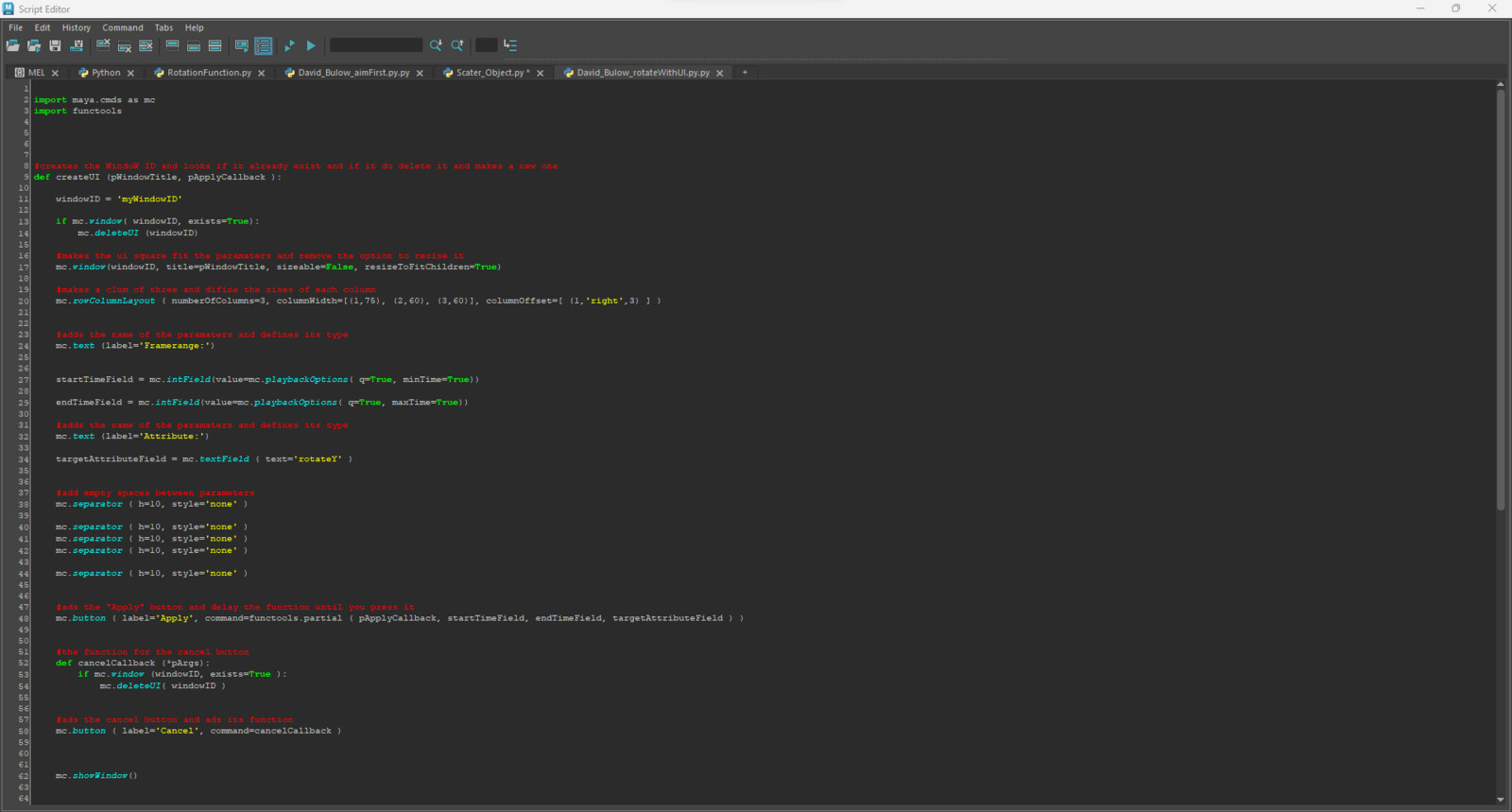 david bülow - python scripting in maya