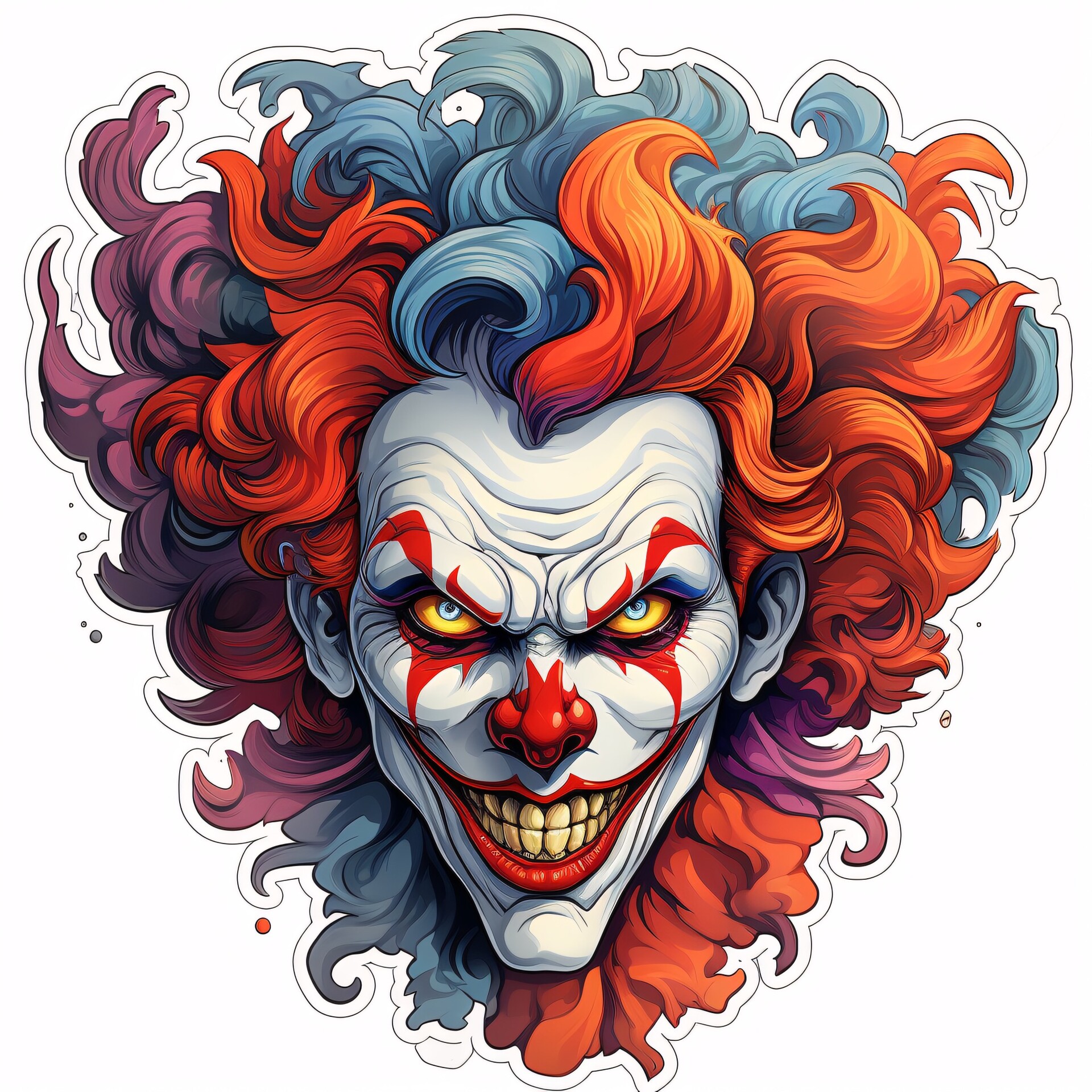 Dadi Katay - 200 Cartoon Evil Clown Stickers (4k)