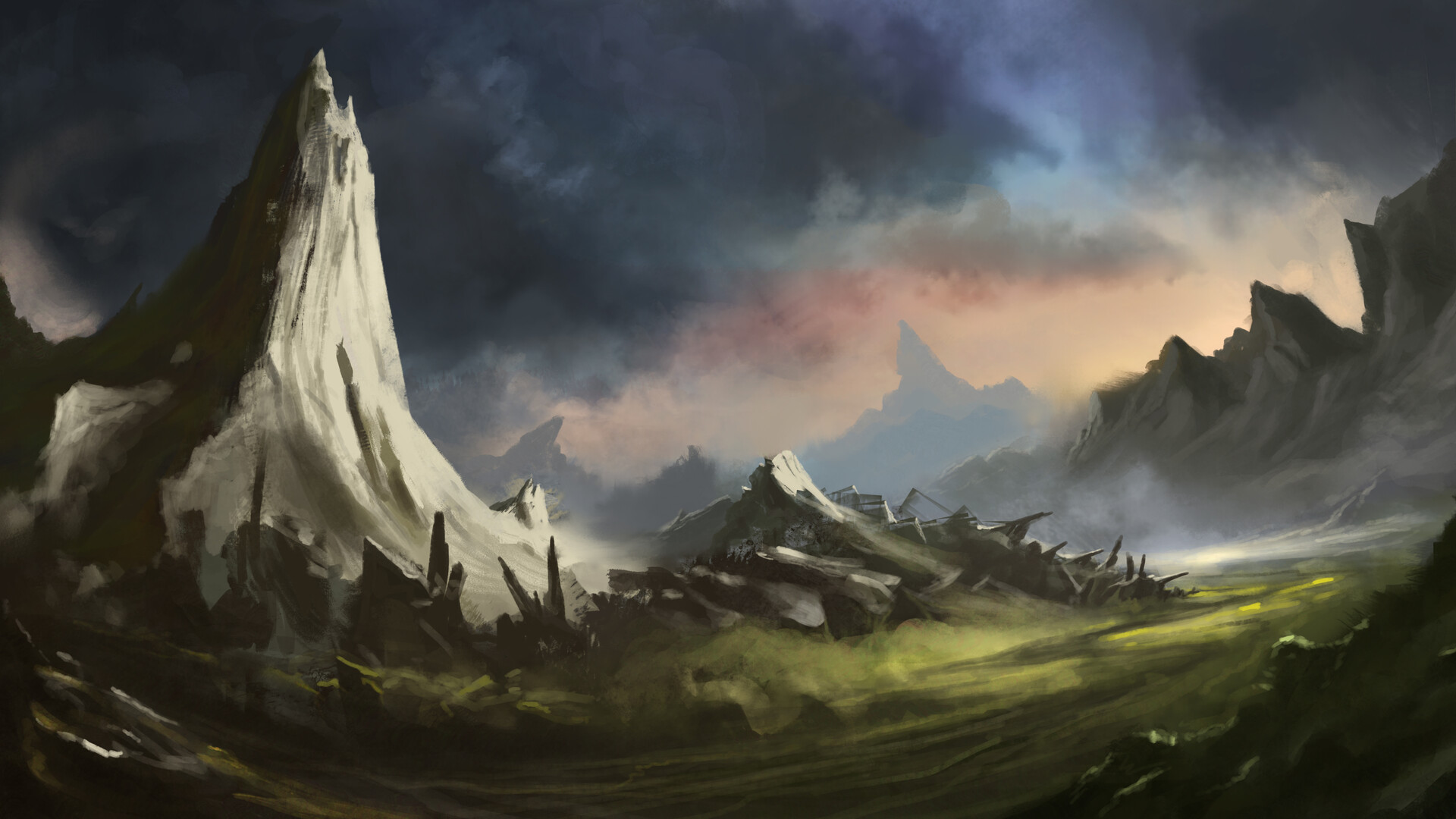 fantasy landscape drawing tutorial