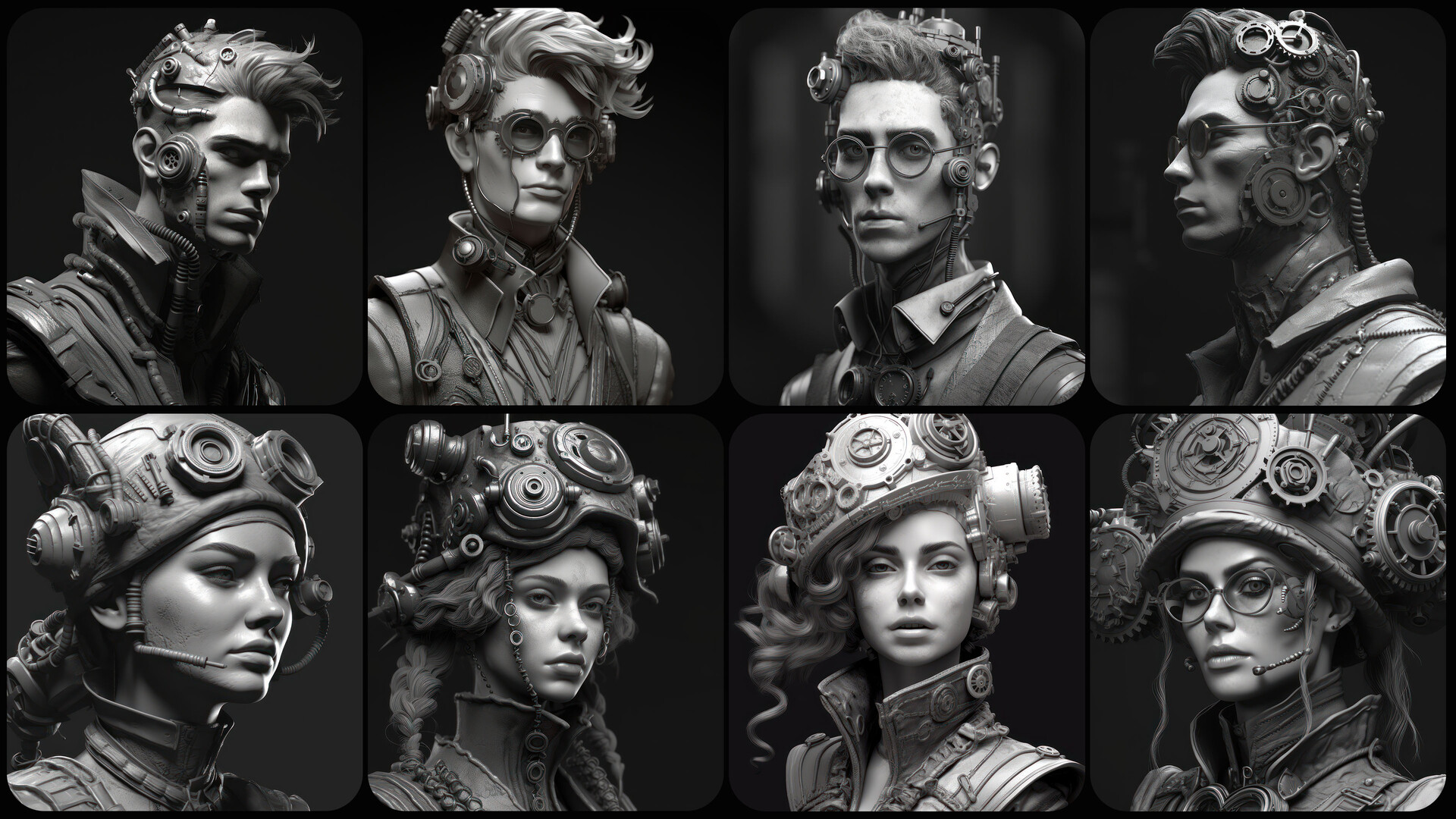 Ferial Studio - 🔹410 Steampunk Head Sculpt - Male and Female Reference ...