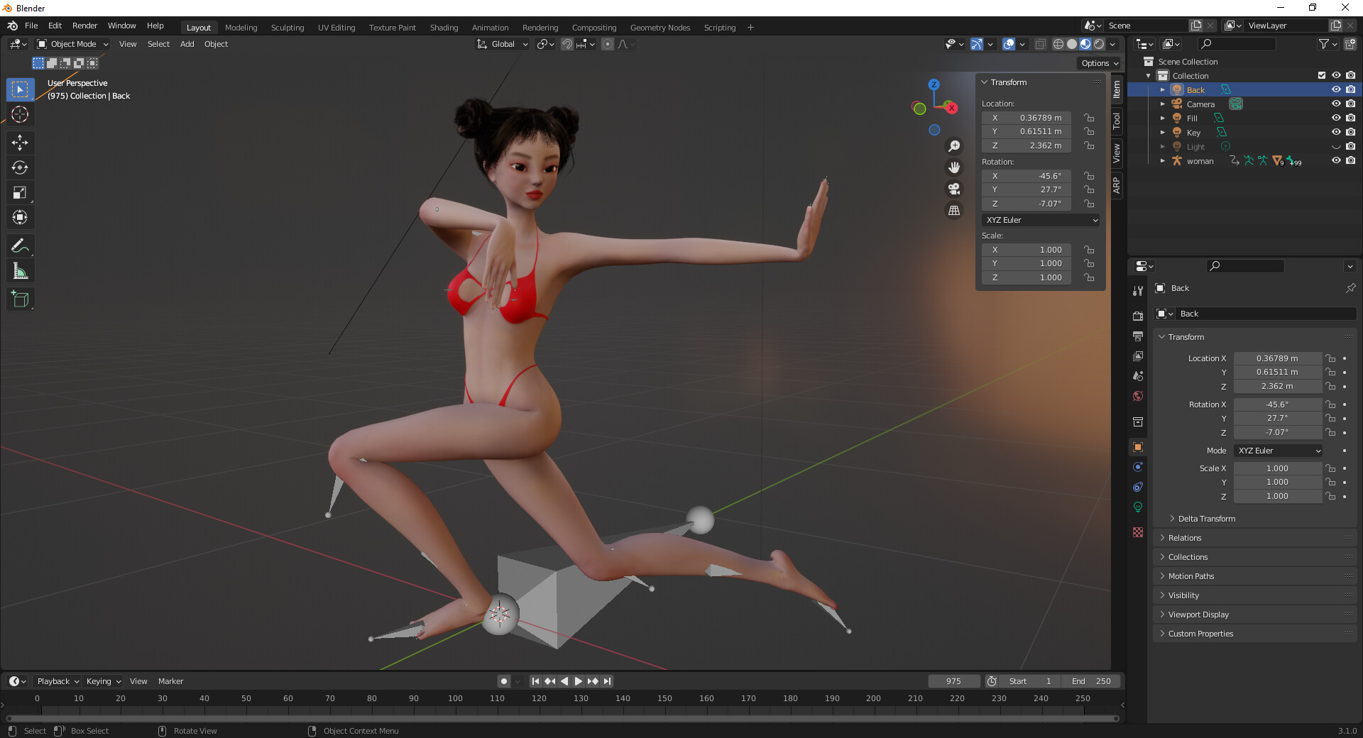 3D Cartoon Models for Sale | Stylized and Rigged Characters - XII Asian Elegance - girl Woman ...