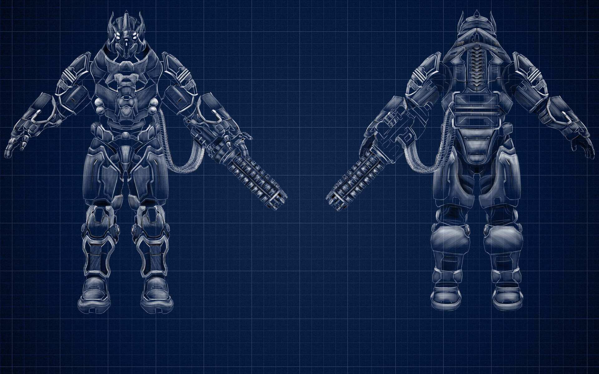 ArtStation - Alien armor suit blueprint
