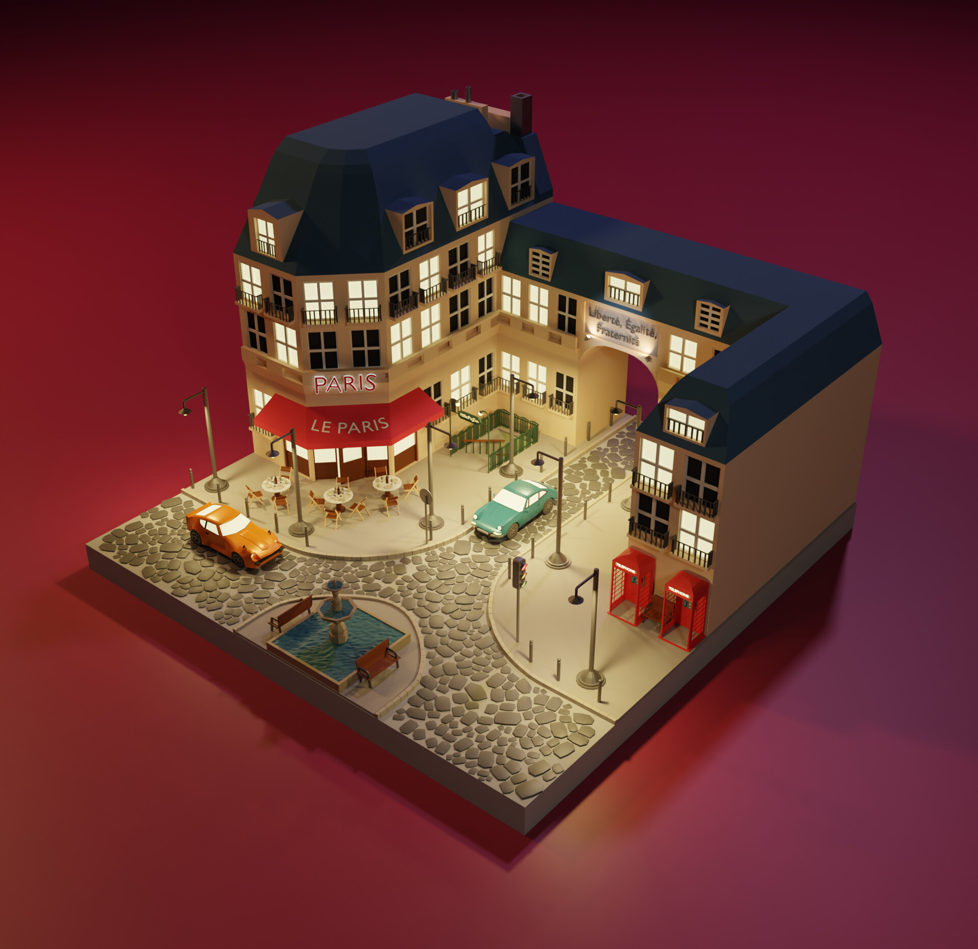 ArtStation - French cafe: Parisian Evening Charm