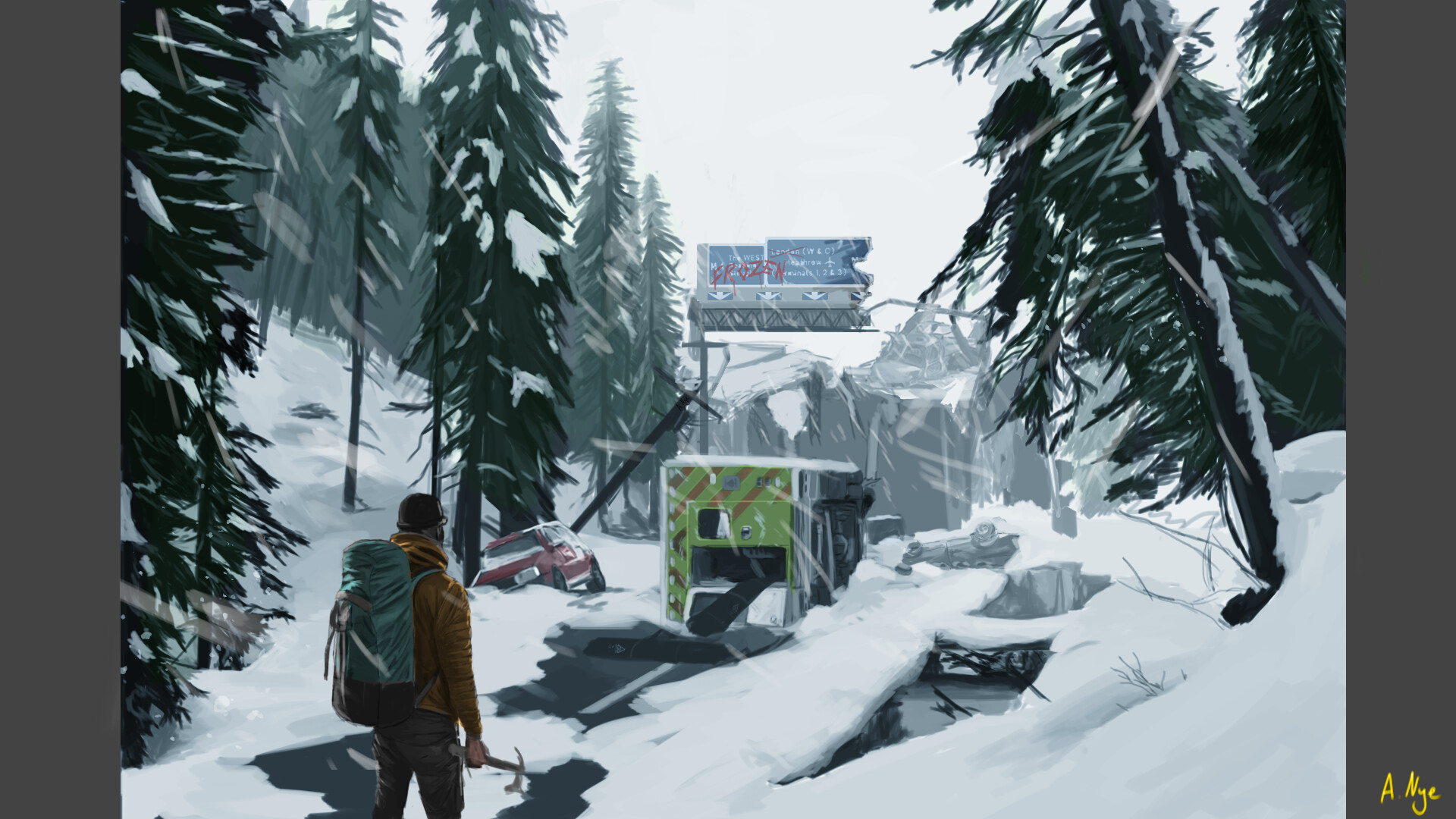 ArtStation - Environmental concept art of a frozen apocalypse