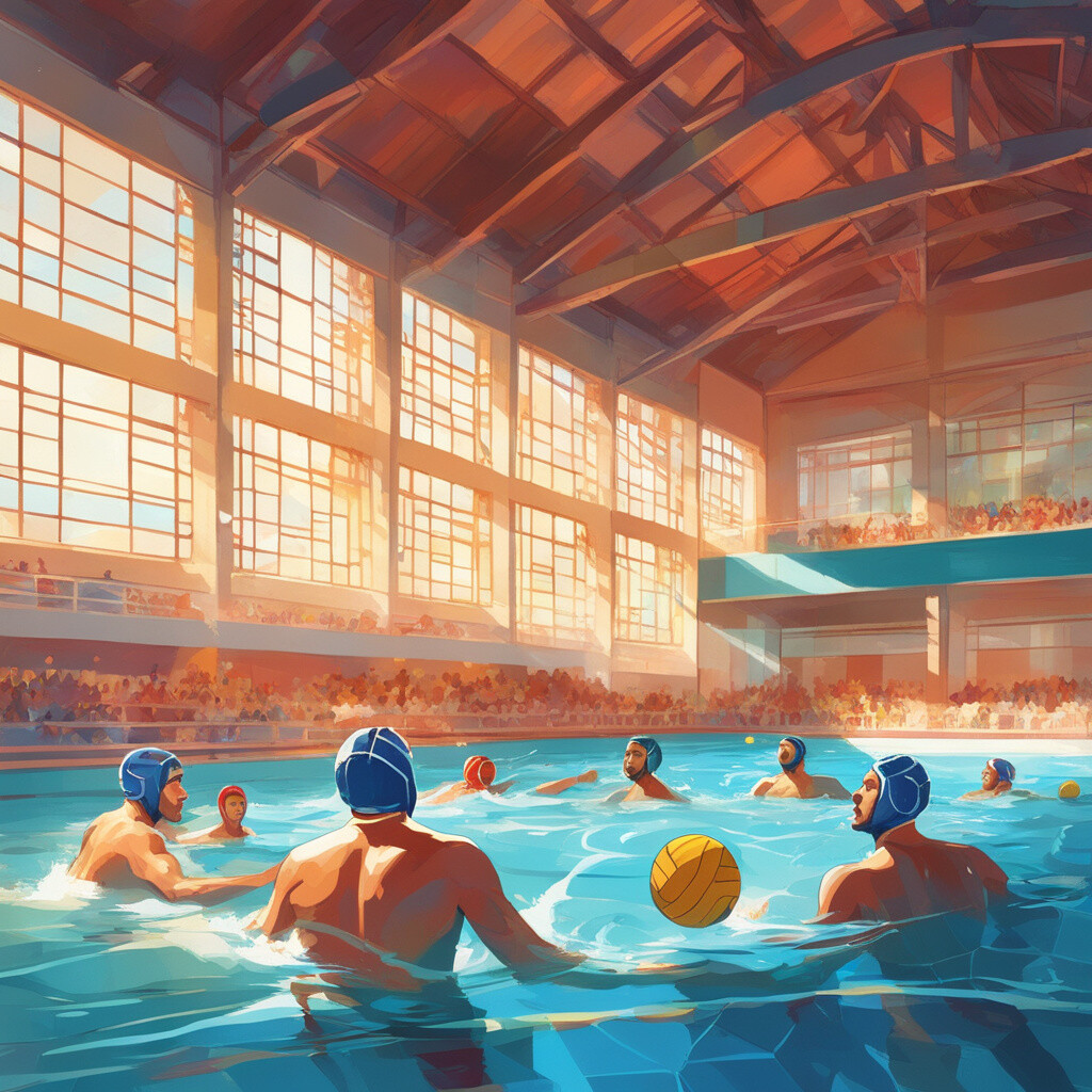ArtStation - a group of people playing a game of water polo
