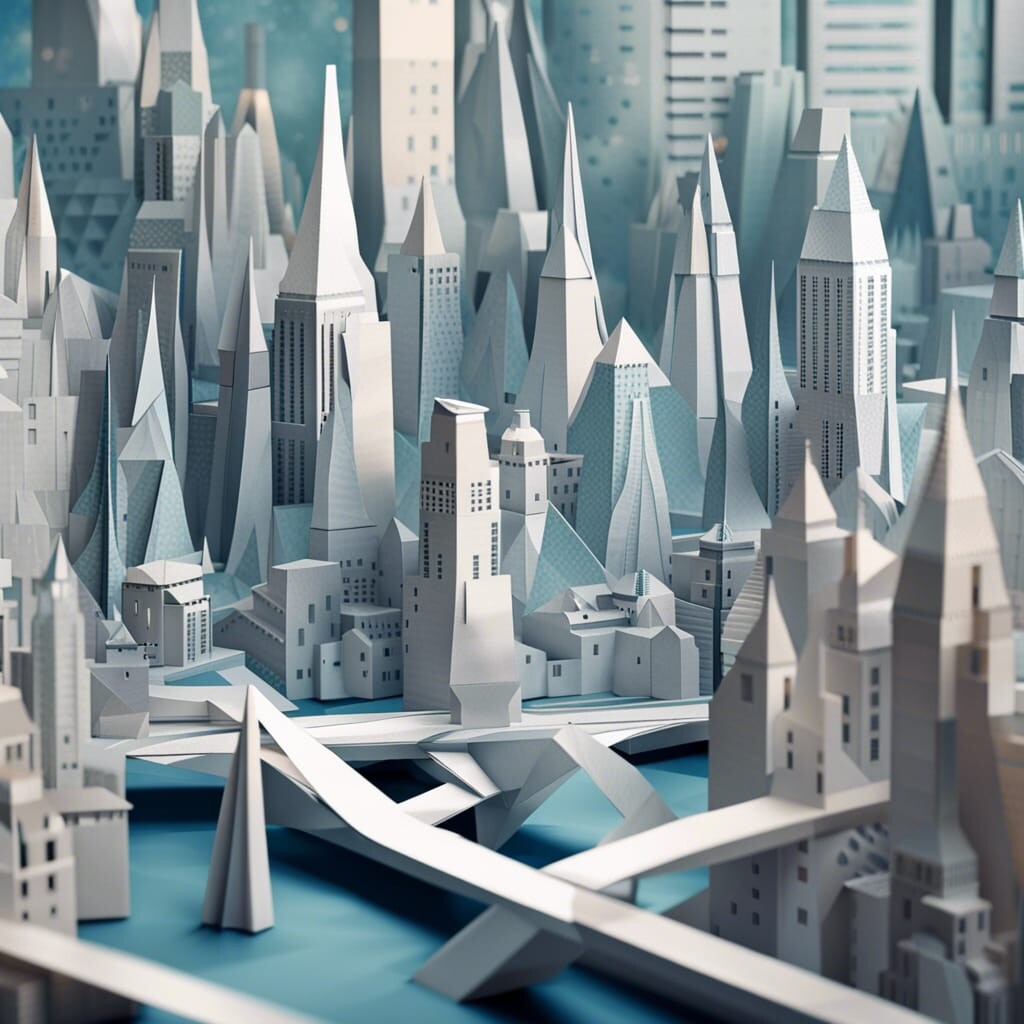 ArtStation - origami cityscape of a big city
