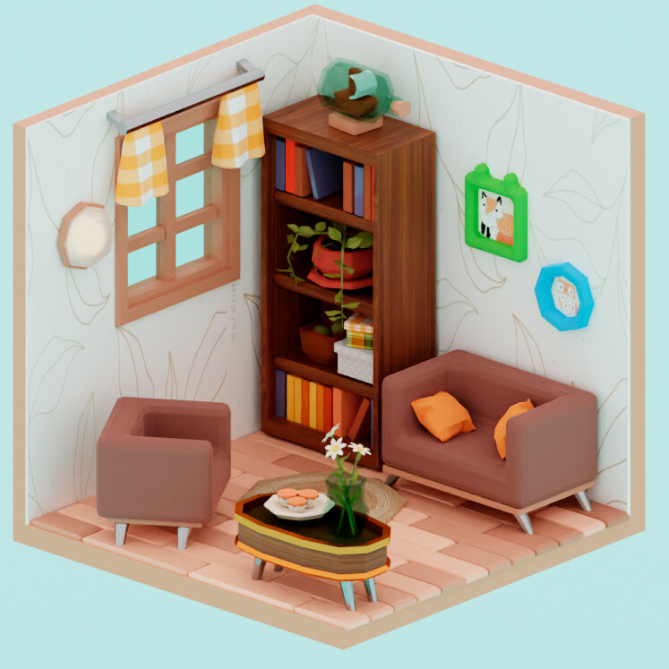 ArtStation - 3d low poly rooms