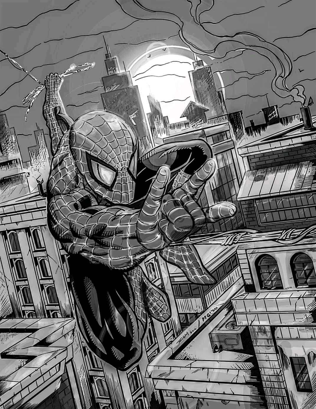 Black And White Spiderman Art