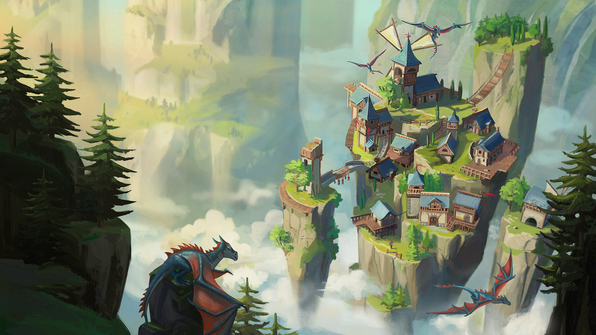 ArtStation - Dragons' village