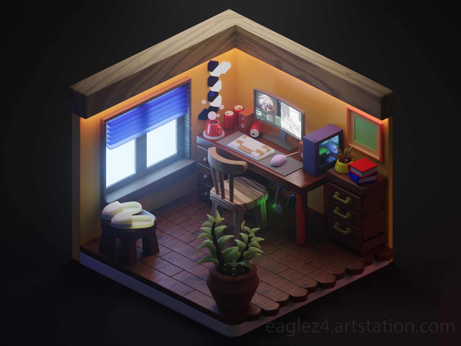 ArtStation - Indoor room isometric room