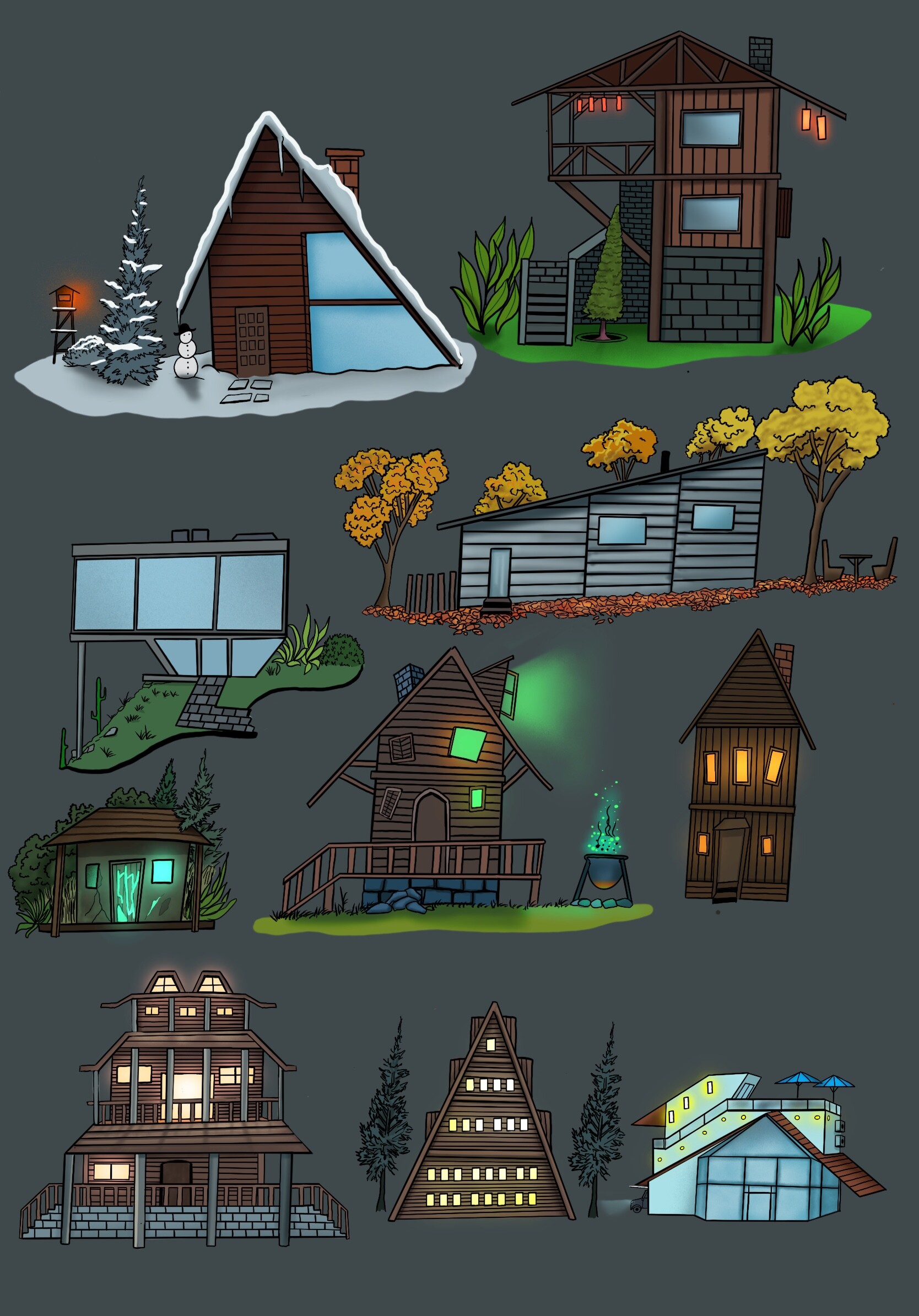 ArtStation - 2D HOUSES CONCEPT / DESIGN