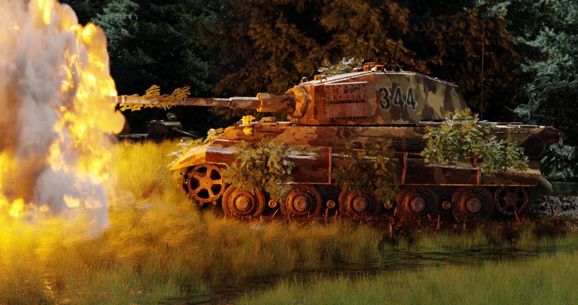 KAMETAROU - Encounter: Tiger II and destroyed T-34-85