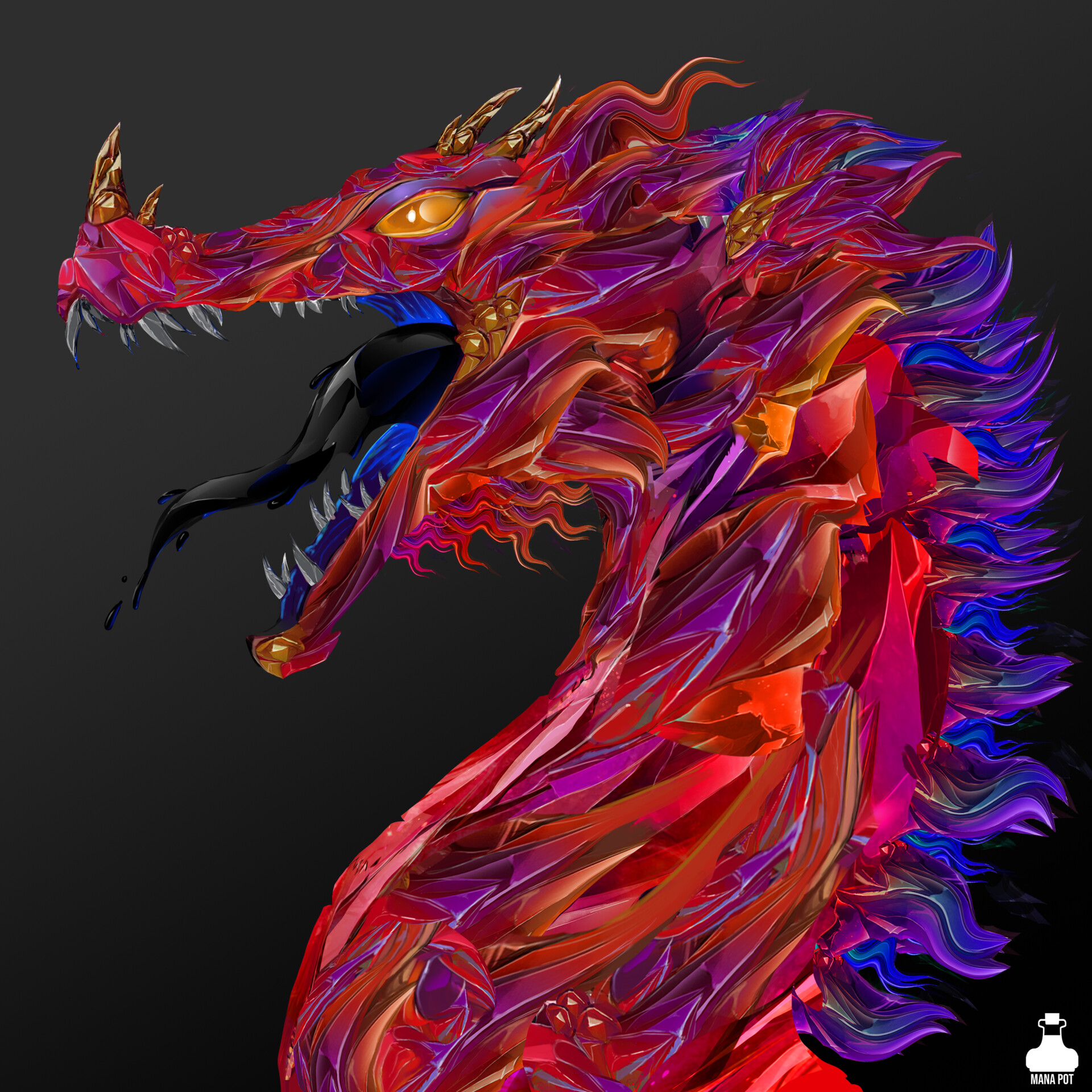 ArtStation - Red crystal dragon