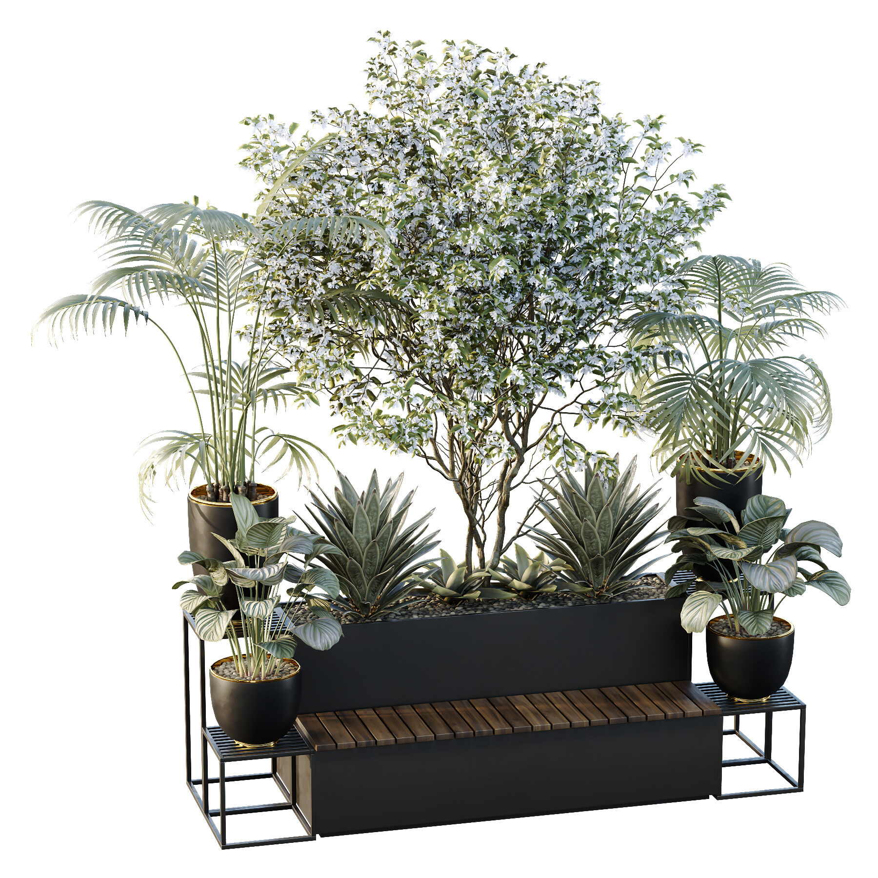 ArtStation - HQ Urban environment set of green plant benches 02