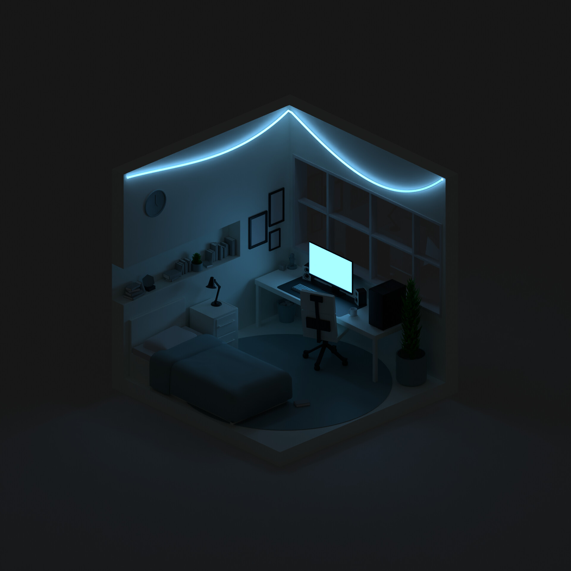 ArtStation - cozy isometric room