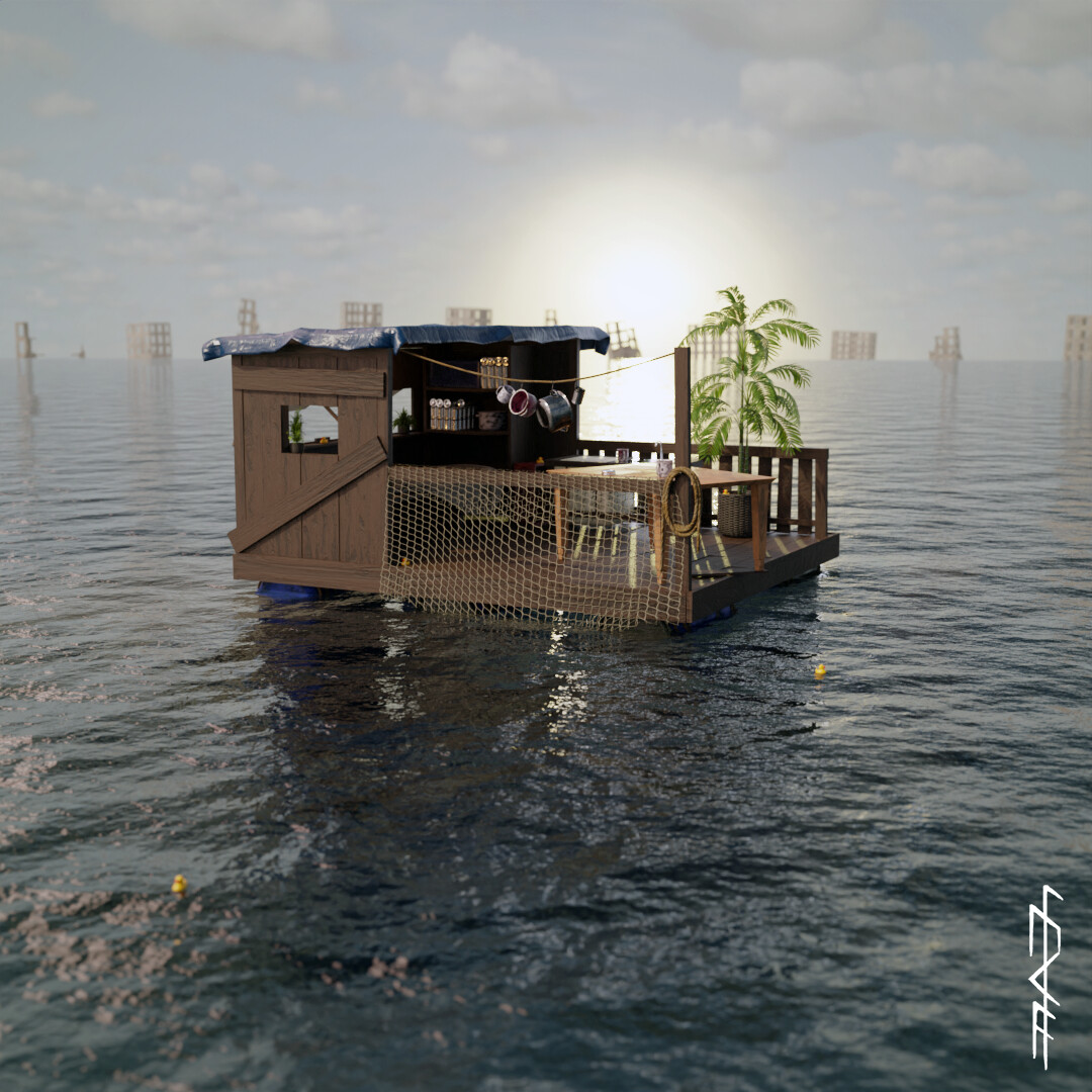 ArtStation - post-apocalyptic raft