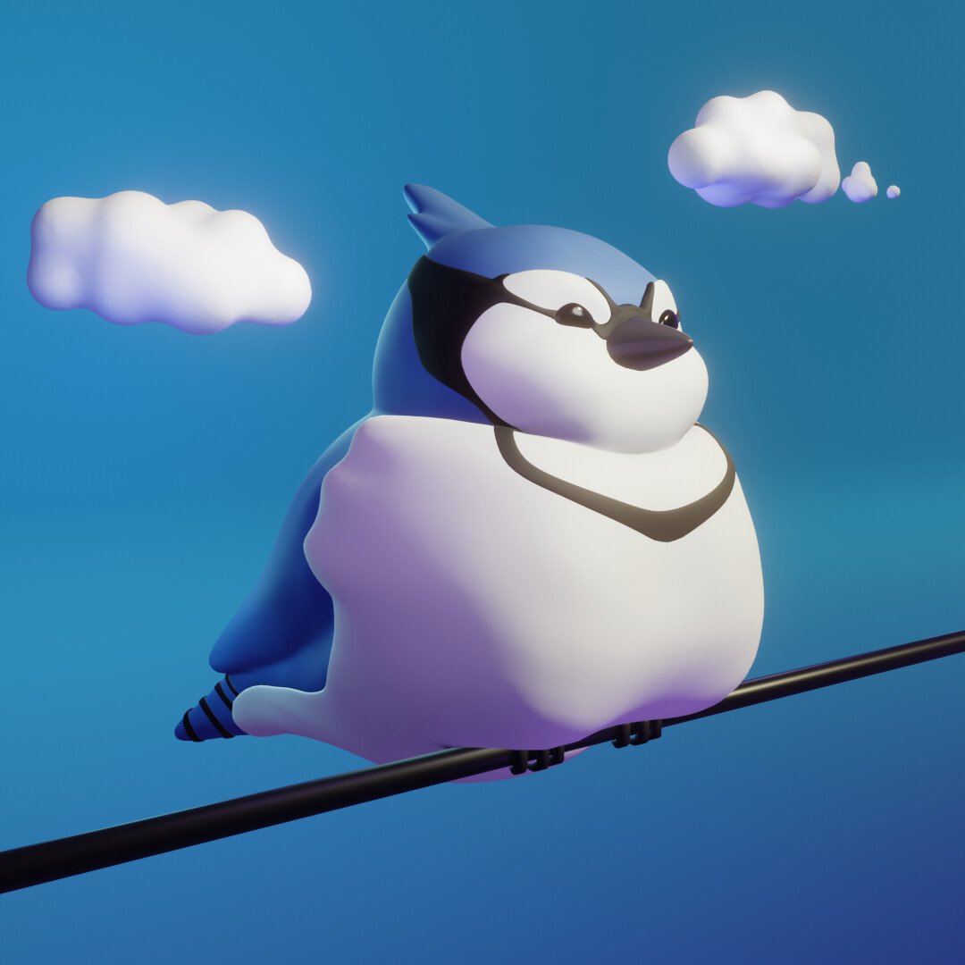 ArtStation - Chubby Blue Jay