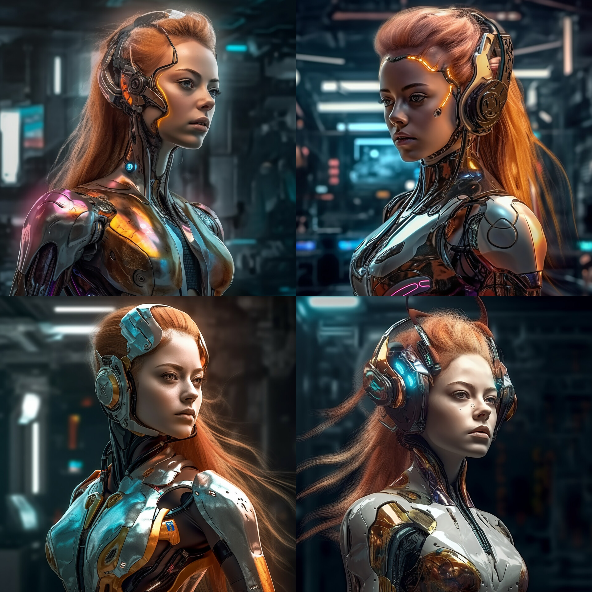 Dennis Windowmaker - Concept art _ Beautiful colorful female Cyborg.