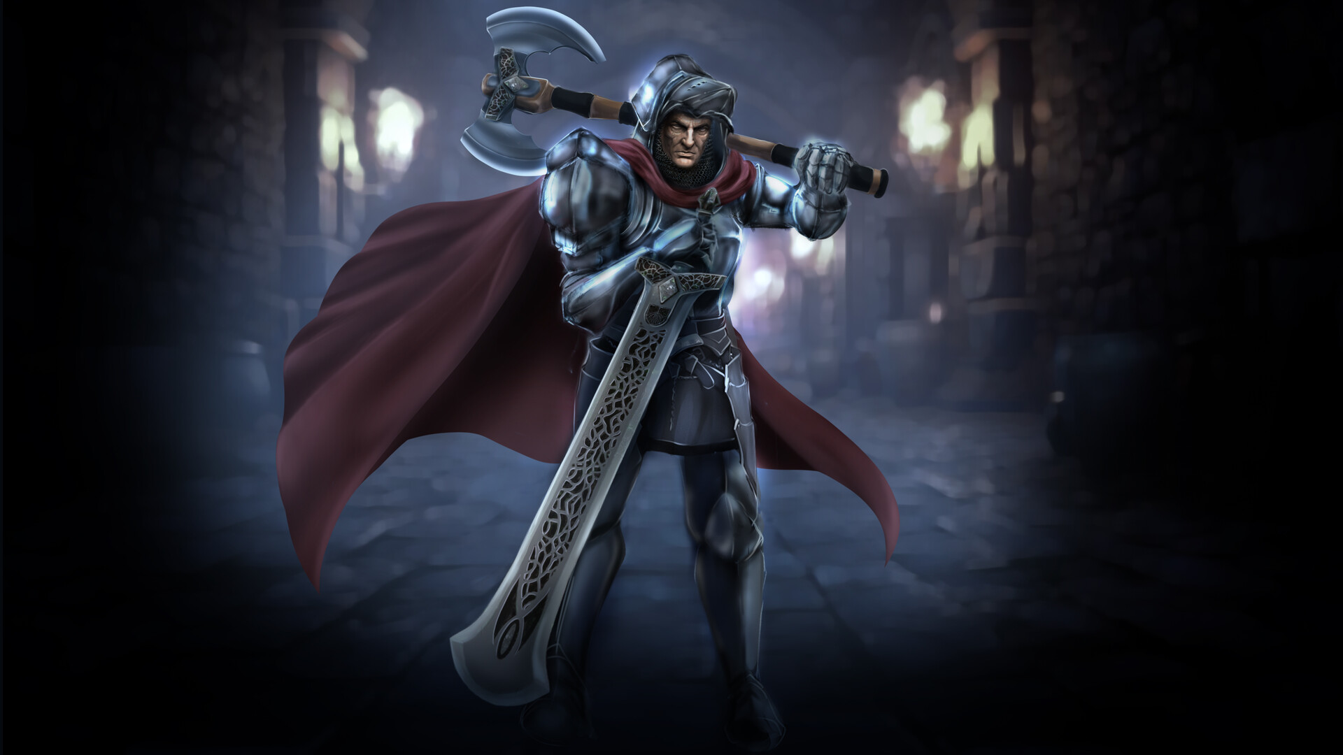 ArtStation - Knight with Great Axe and Big Sword (Commissioned)