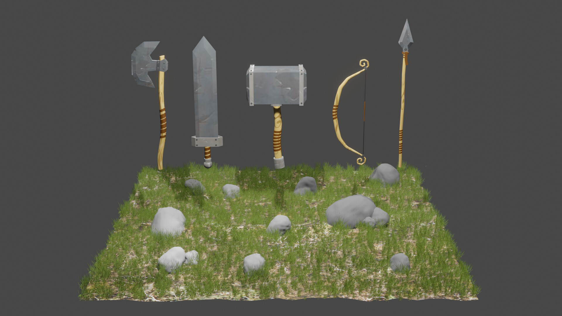 ArtStation - 3D Collection Primitive Weapons Lowpoly 3D model