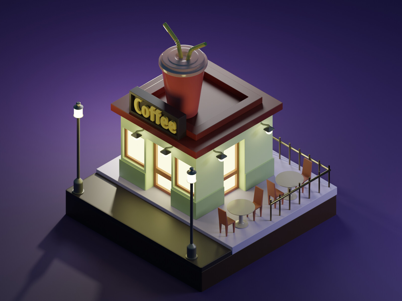ArtStation - Coffee Shop Isometric
