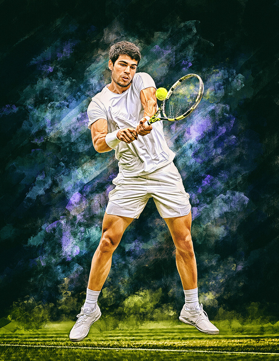 ArtStation - Carlos Alcaraz of Spain at Wimbledon 2023. Digital artwork ...