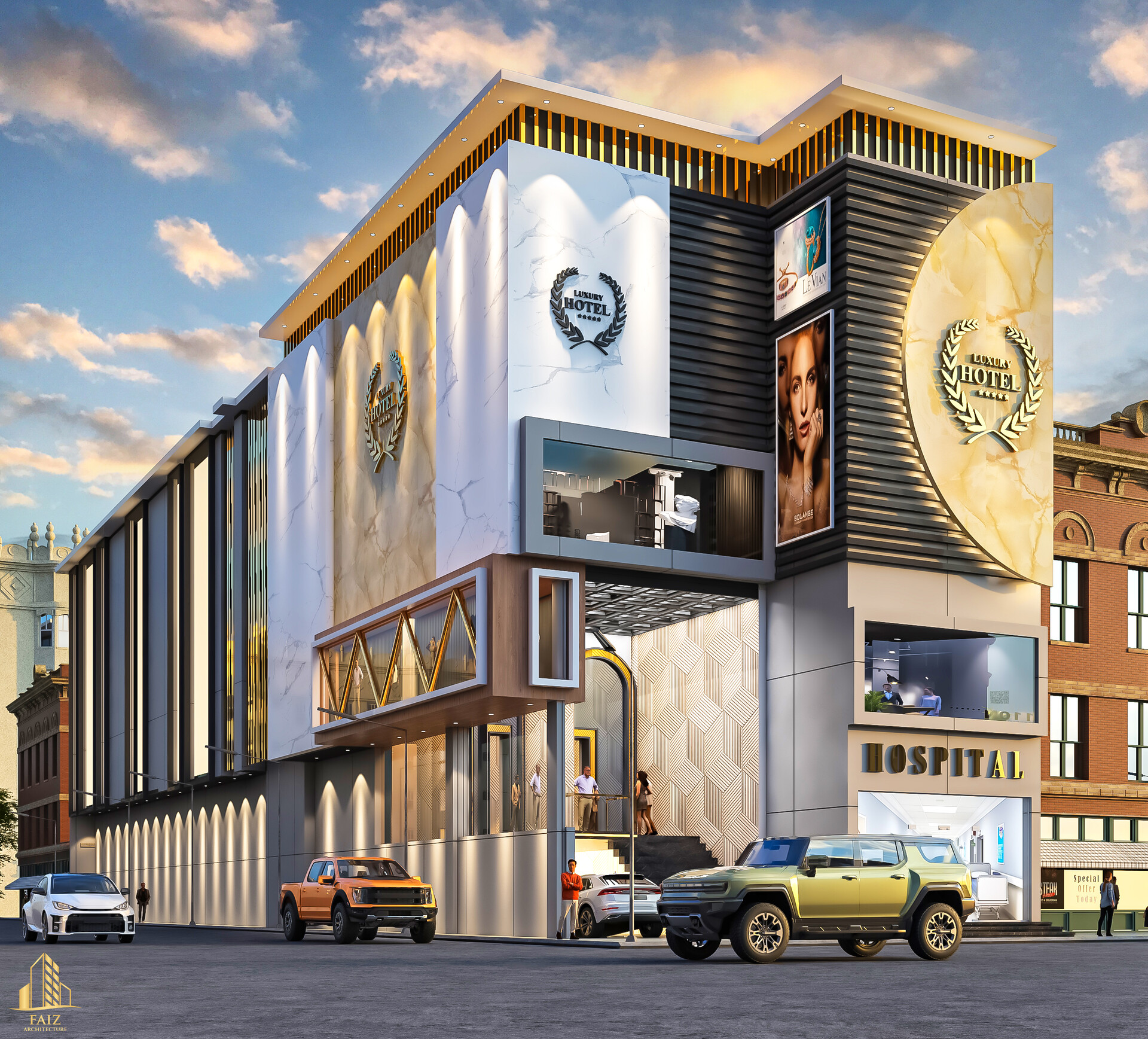 hotel building elevation design