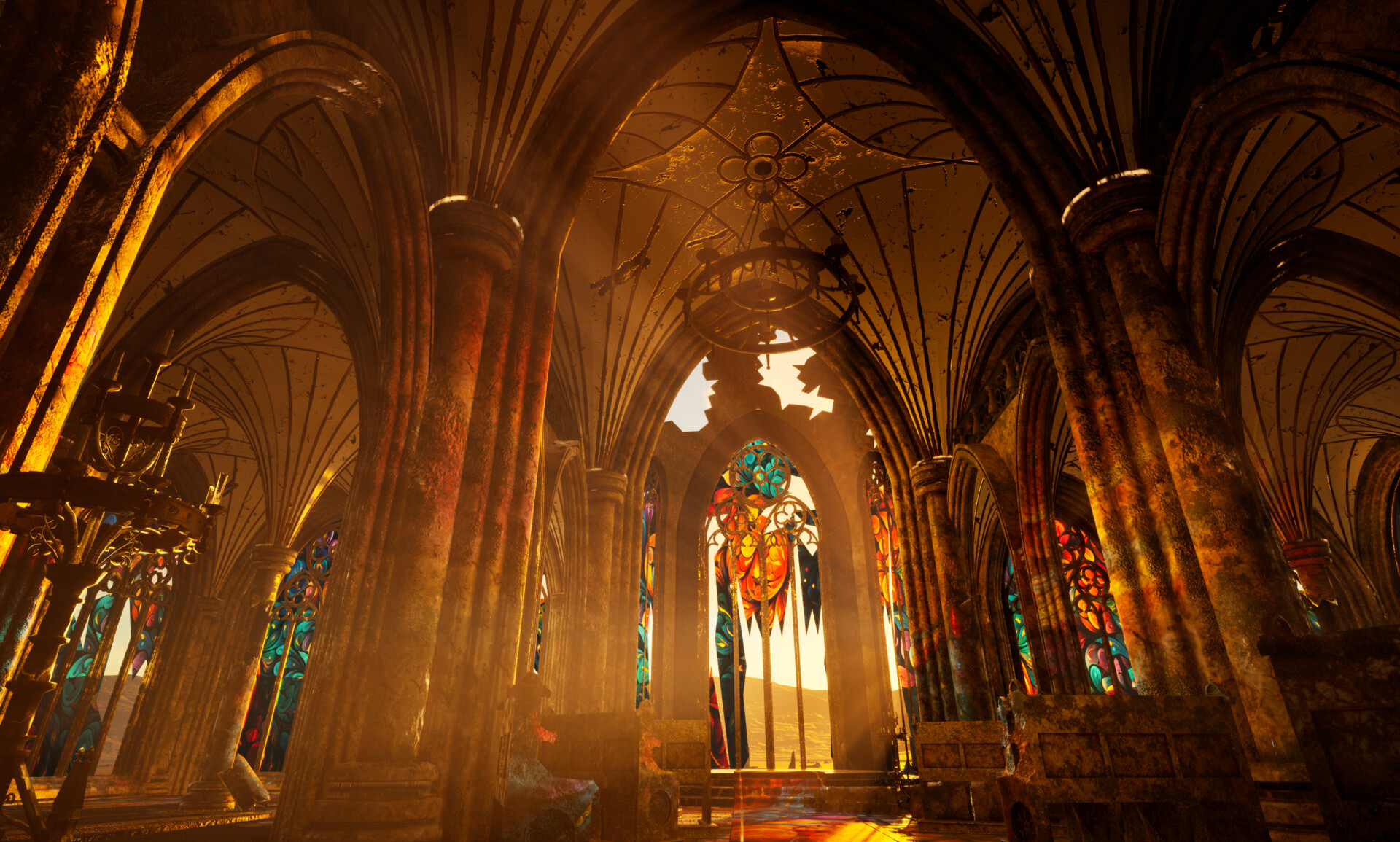 ArtStation - Sunset Serenity: Crafting a Realistic Gothic Cathedral