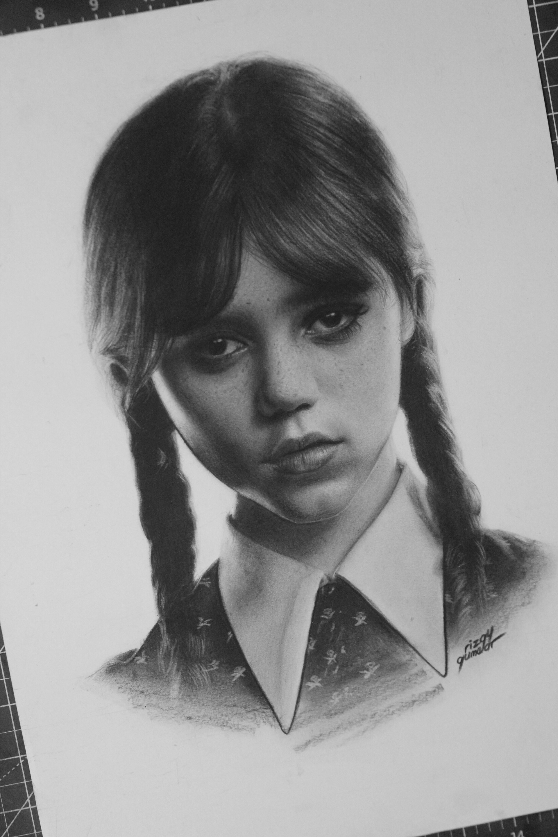 ArtStation - Graphite and Charcoal Drawing of Wednesday Addams (Jenna ...