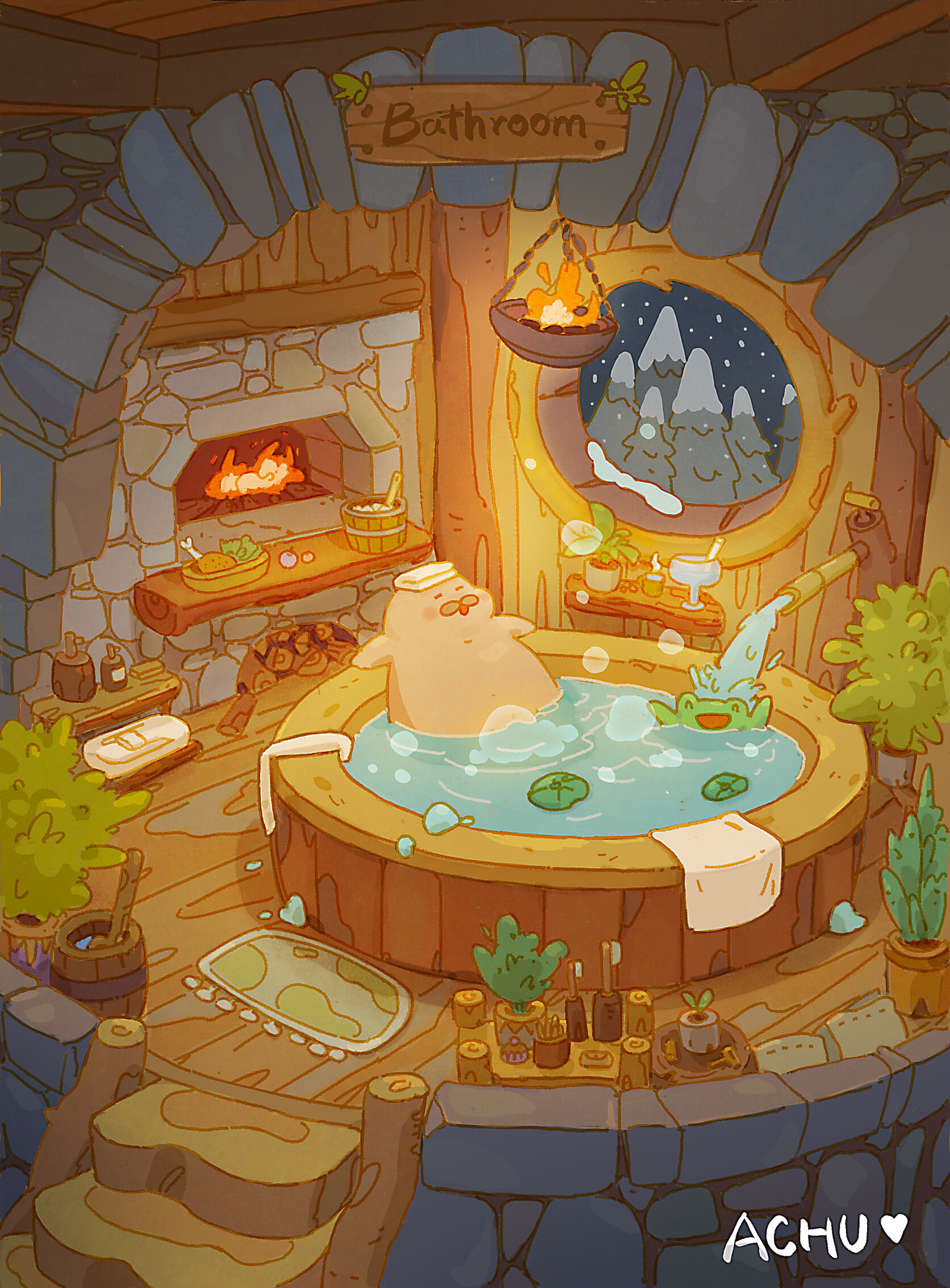 ArtStation - tree house bathroom