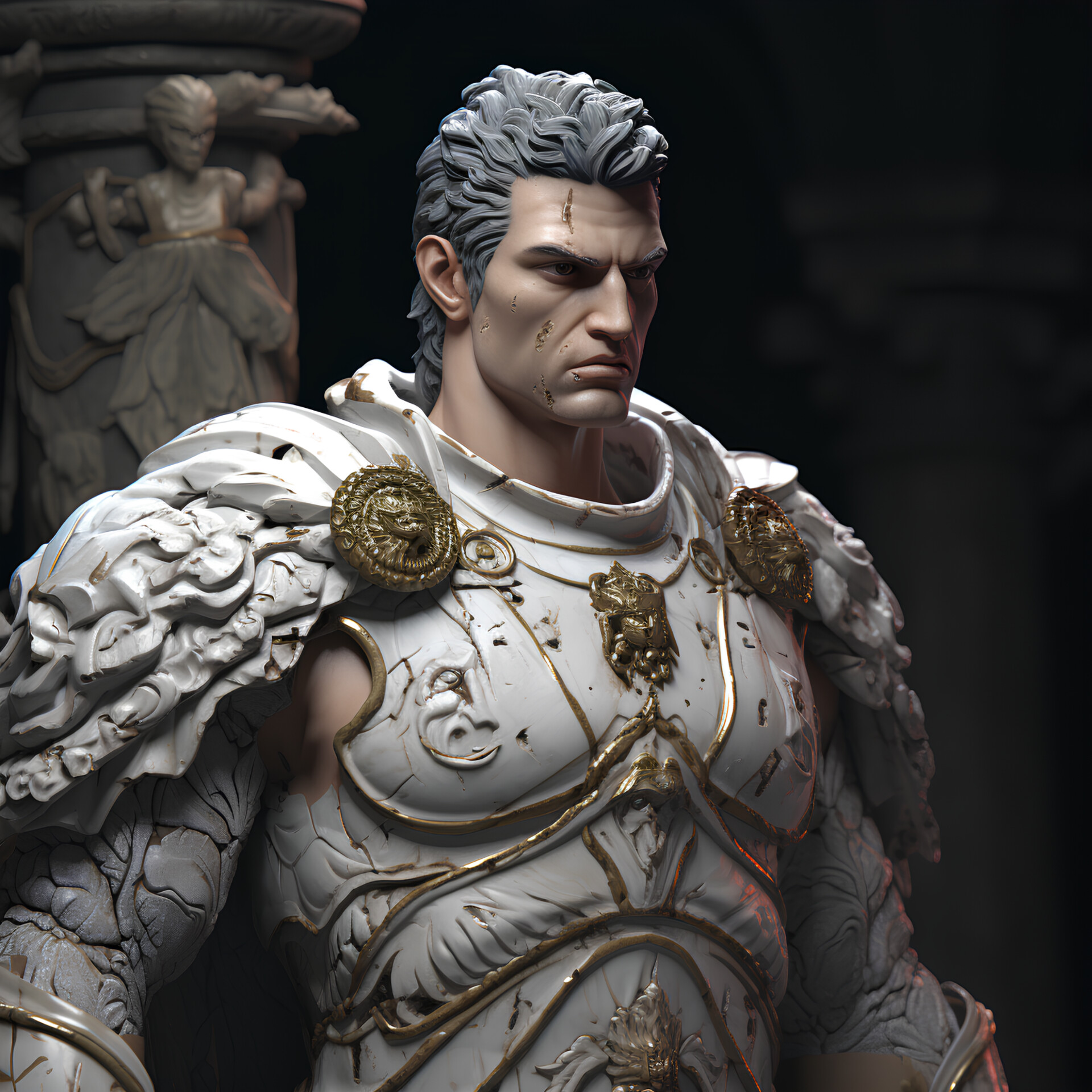 AImid digitalart - Dynamic Warrior Animated Sculpt