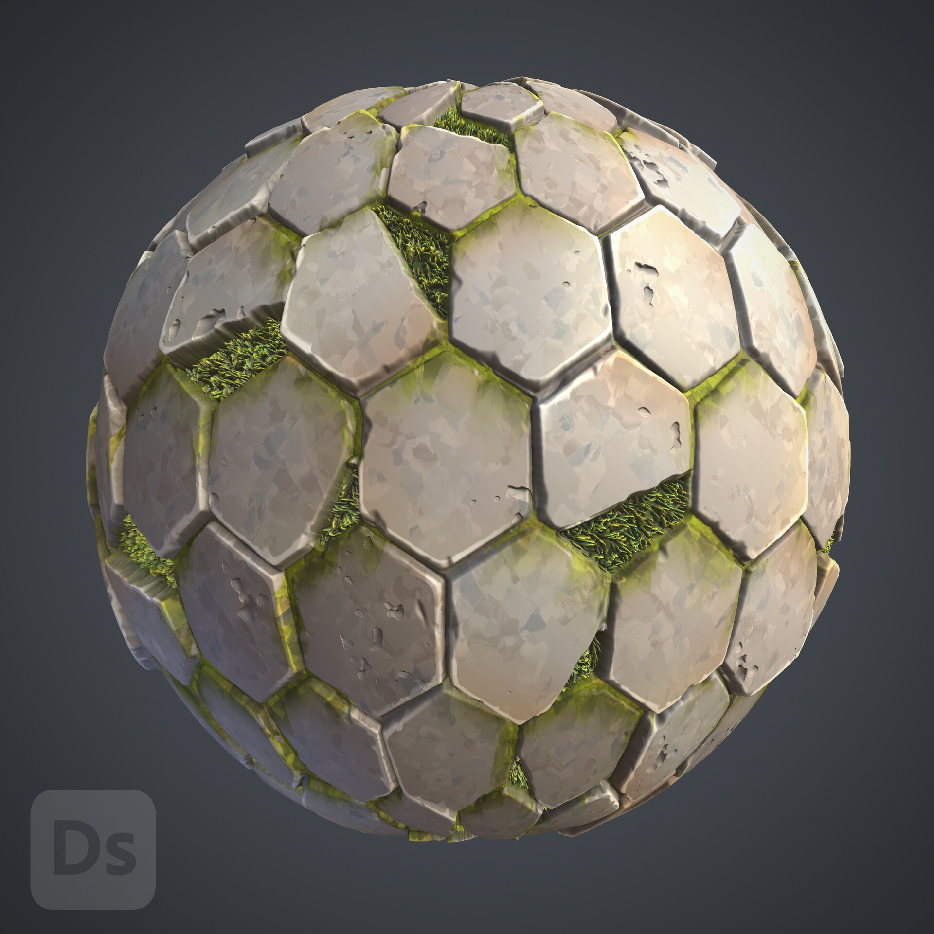 ArtStation - Stylized Hexagon Tile with Grass