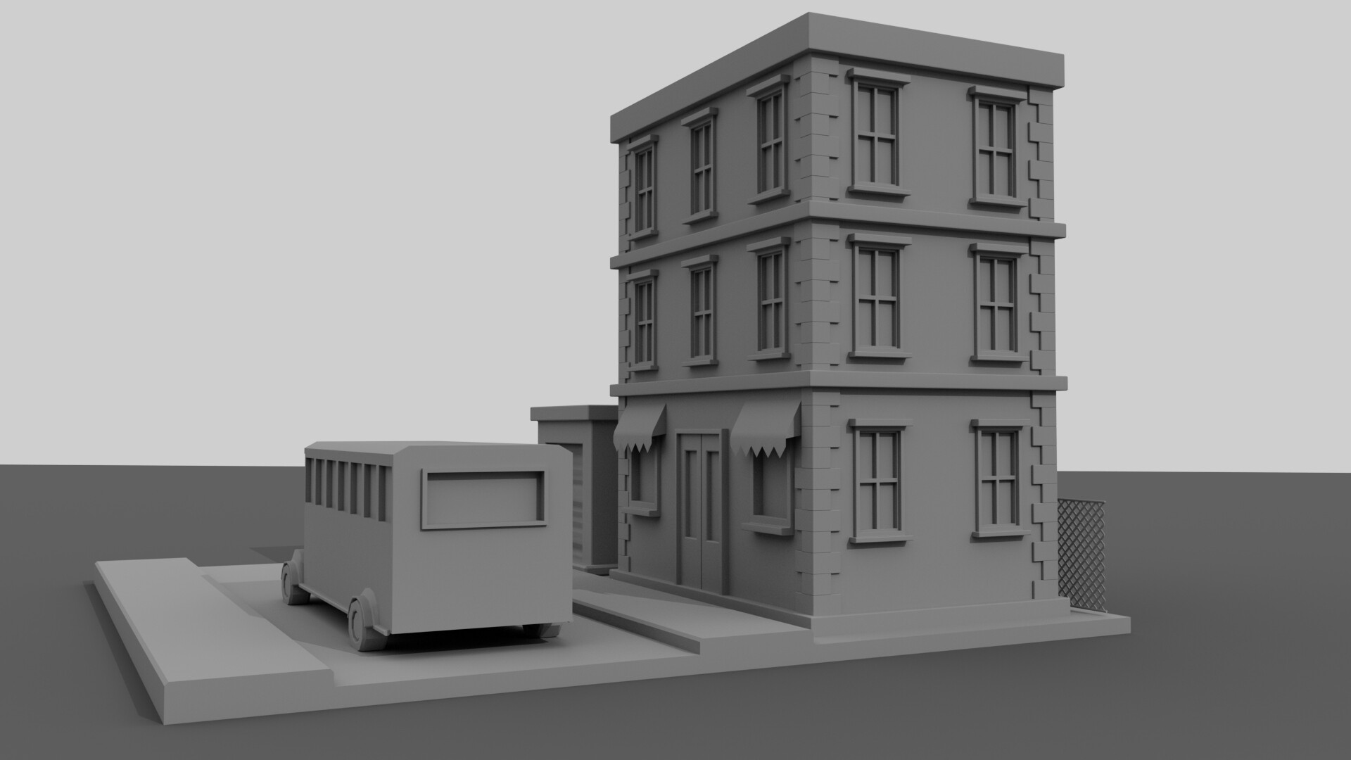 Kseniia Romanova - 3D Model: Building with Garage