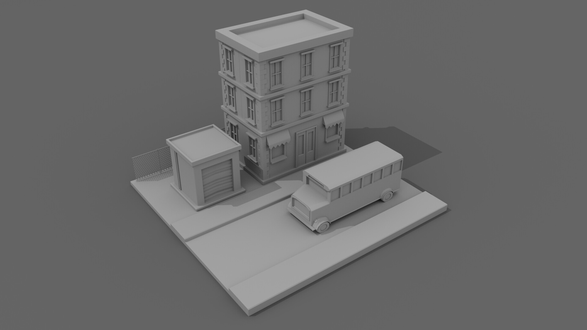 ArtStation - 3D Model: Building with Garage