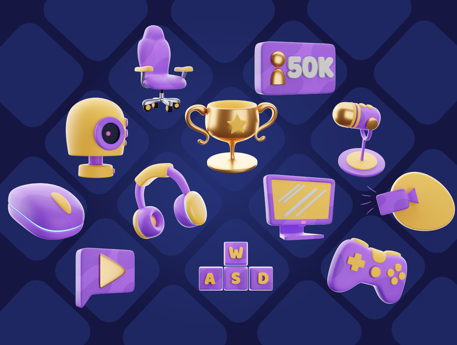 ArtStation - Gaming Streaming stylized 3d icons