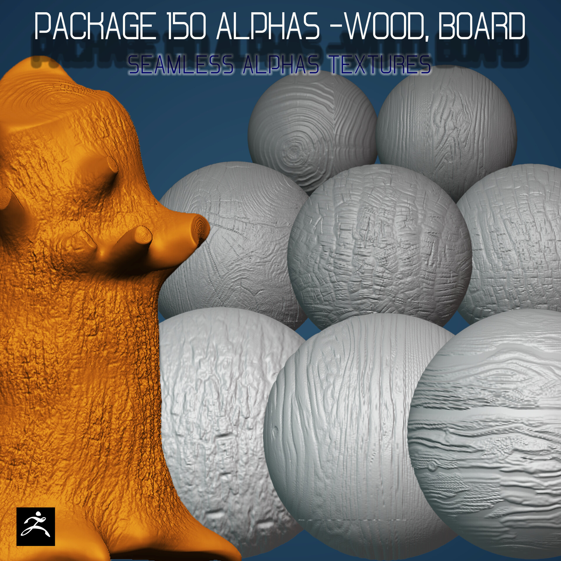 ArtStation - Package 150 Alphas Zbrush- wood,board.