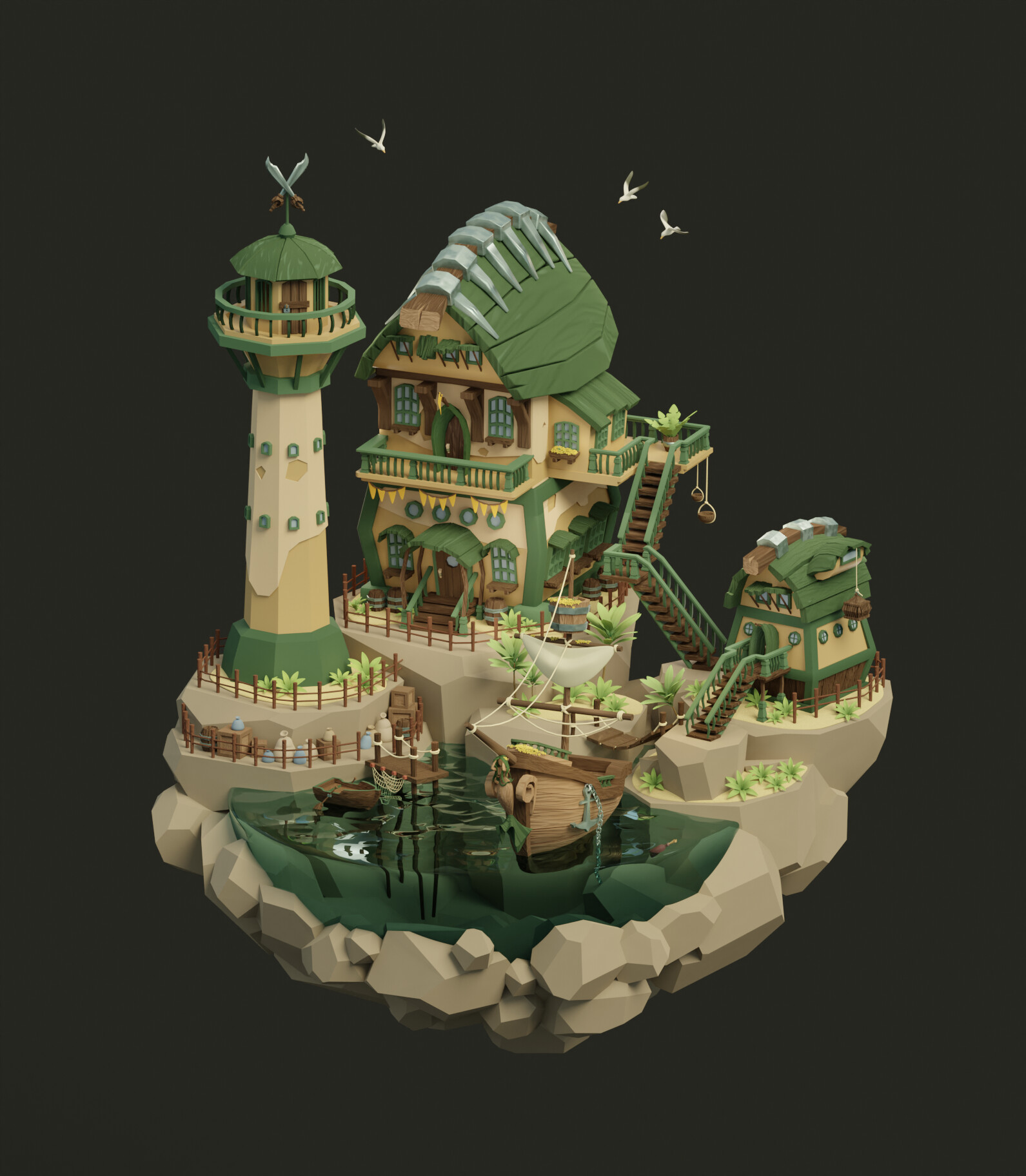 ArtStation - Emerald Oasis: Levitating Island scene