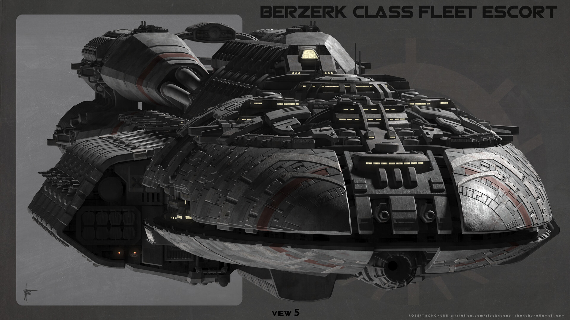 Robert Bonchune - Berserk Class Fleet Escort - Plan and angled views - BSG