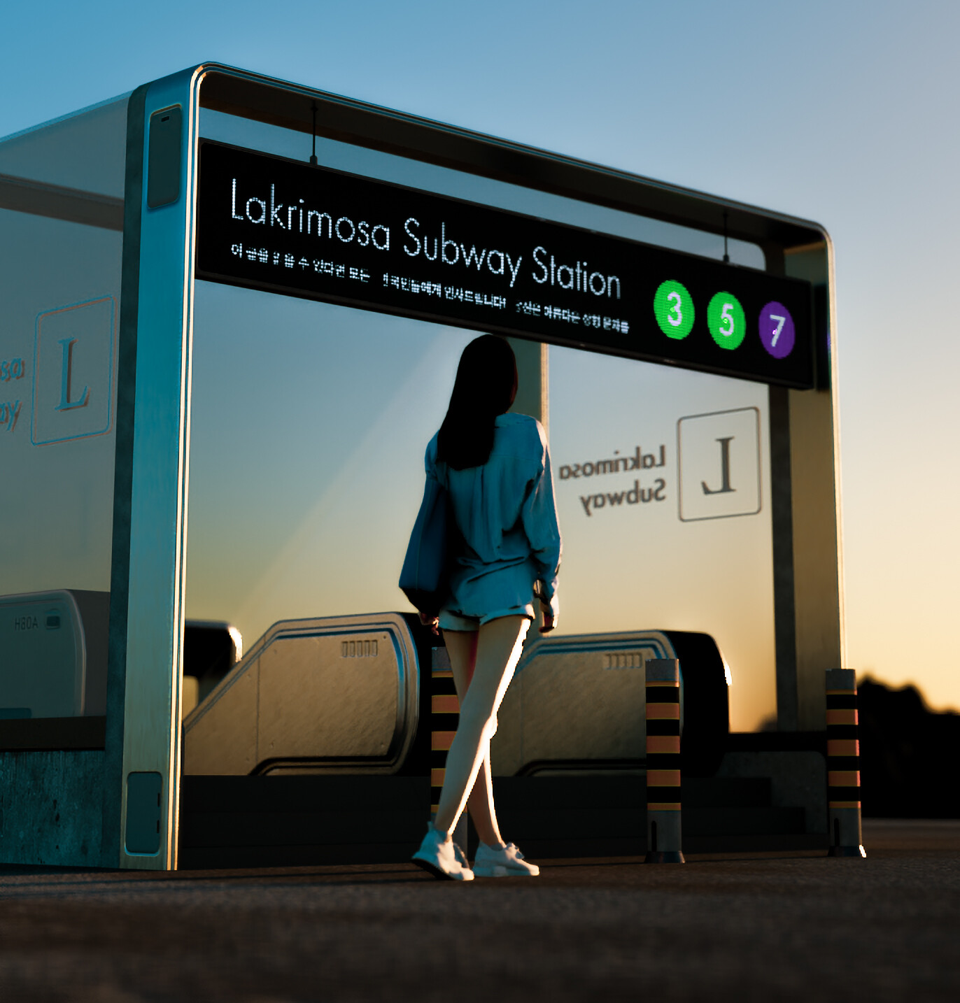 ArtStation - Cute Girl Going To Subway