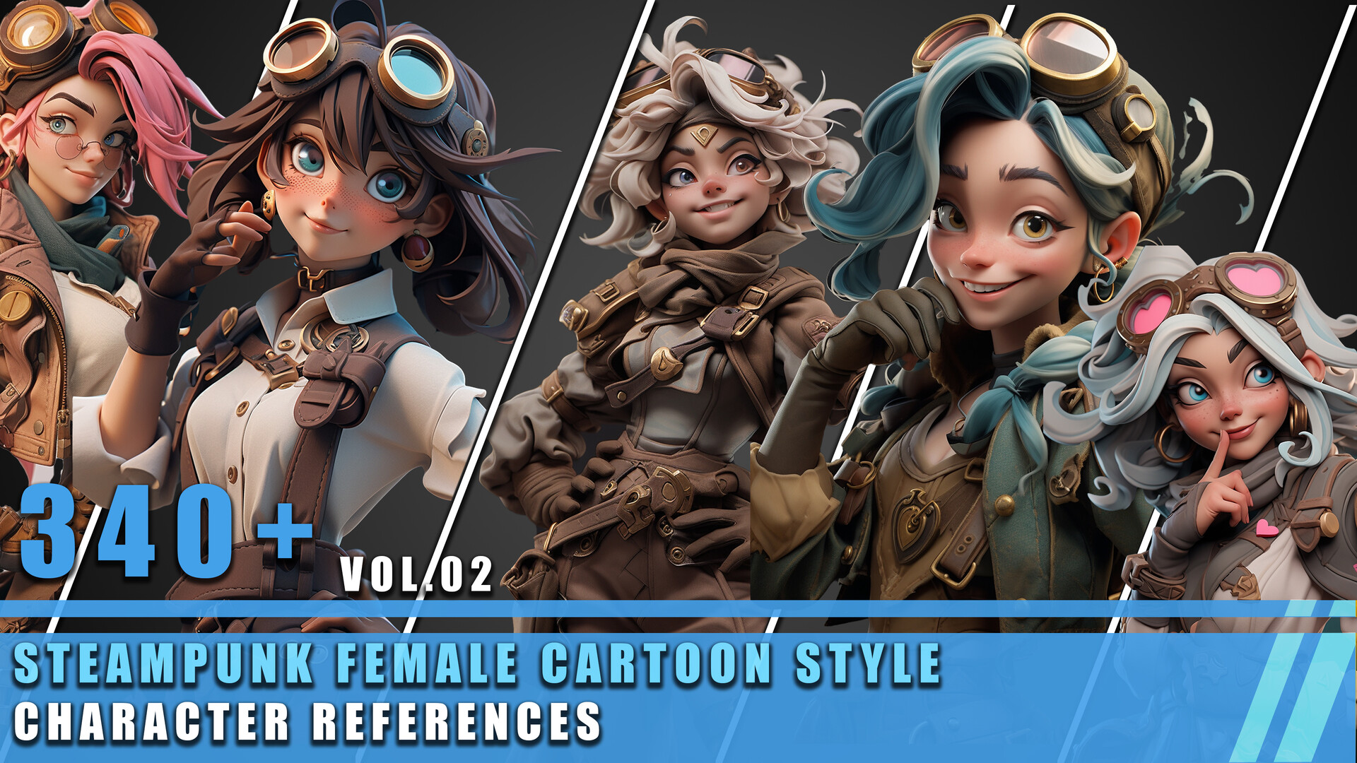WaterLaw's Studio - 340+ Steampunk Female Cartoon Style - Character ...