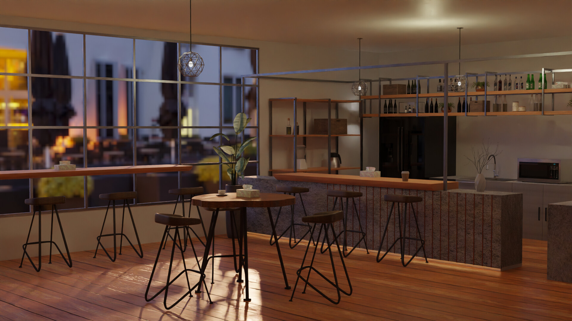 ArtStation - 3D Interior Modern Cafe