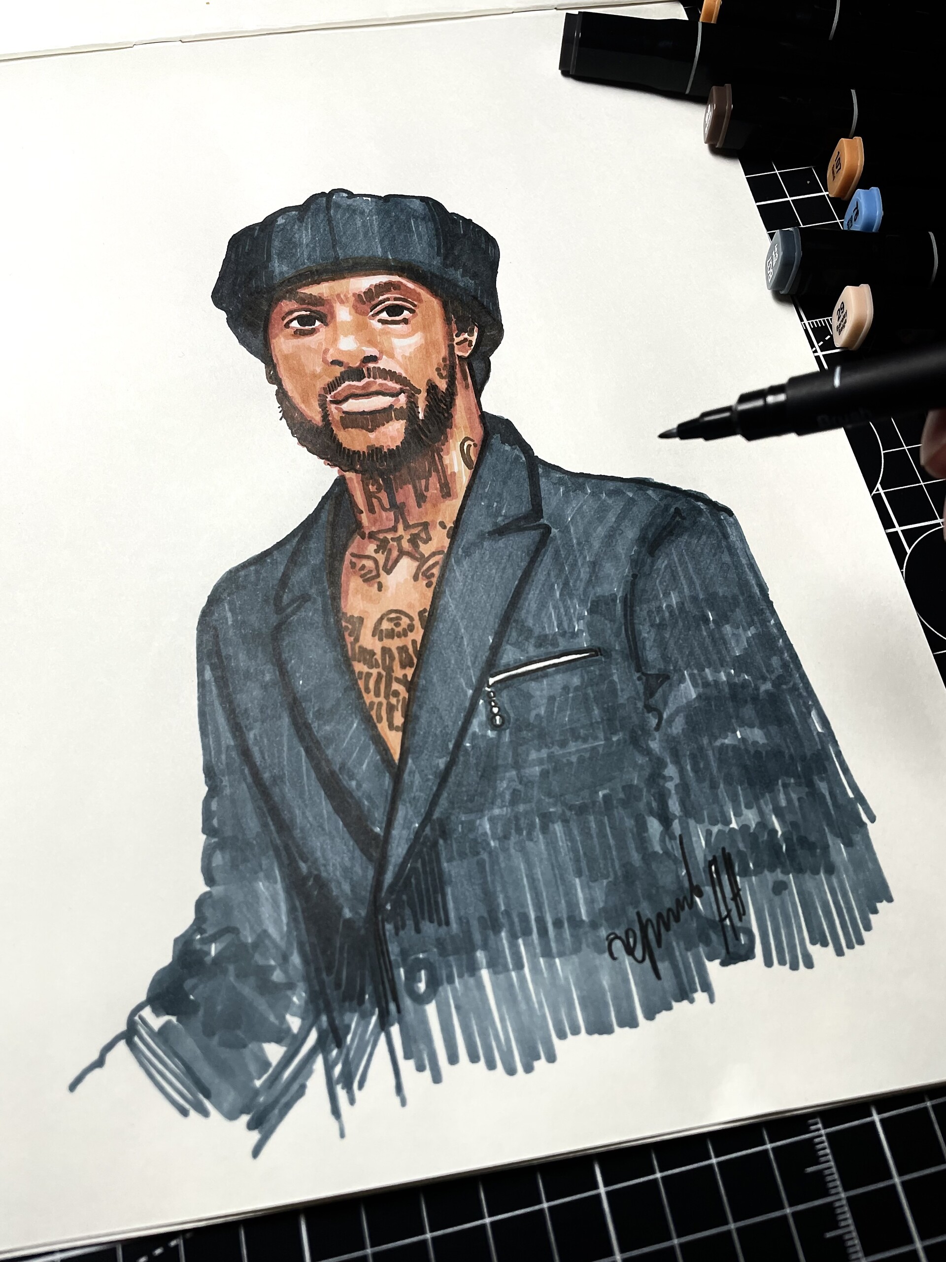 ArtStation - Skepta | no pencil sketch | markers drawing