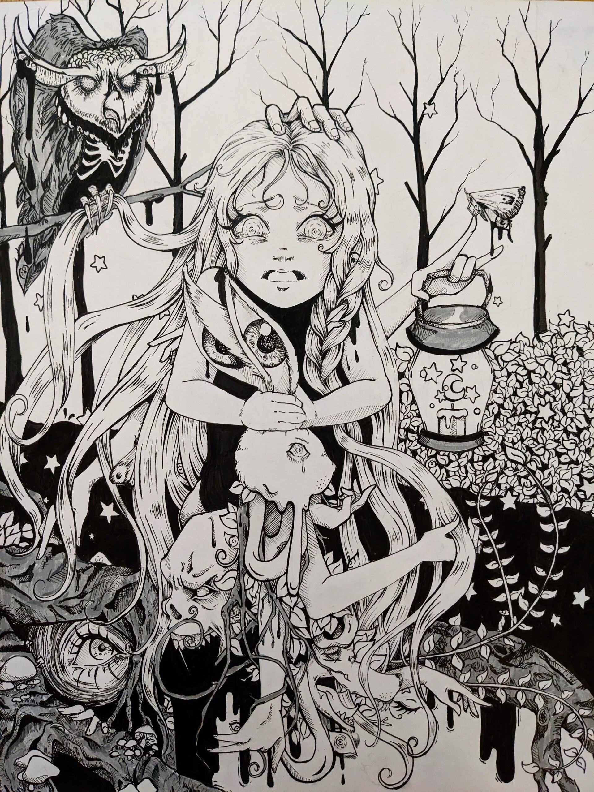 ArtStation - Run Rabbit Ink Drawing