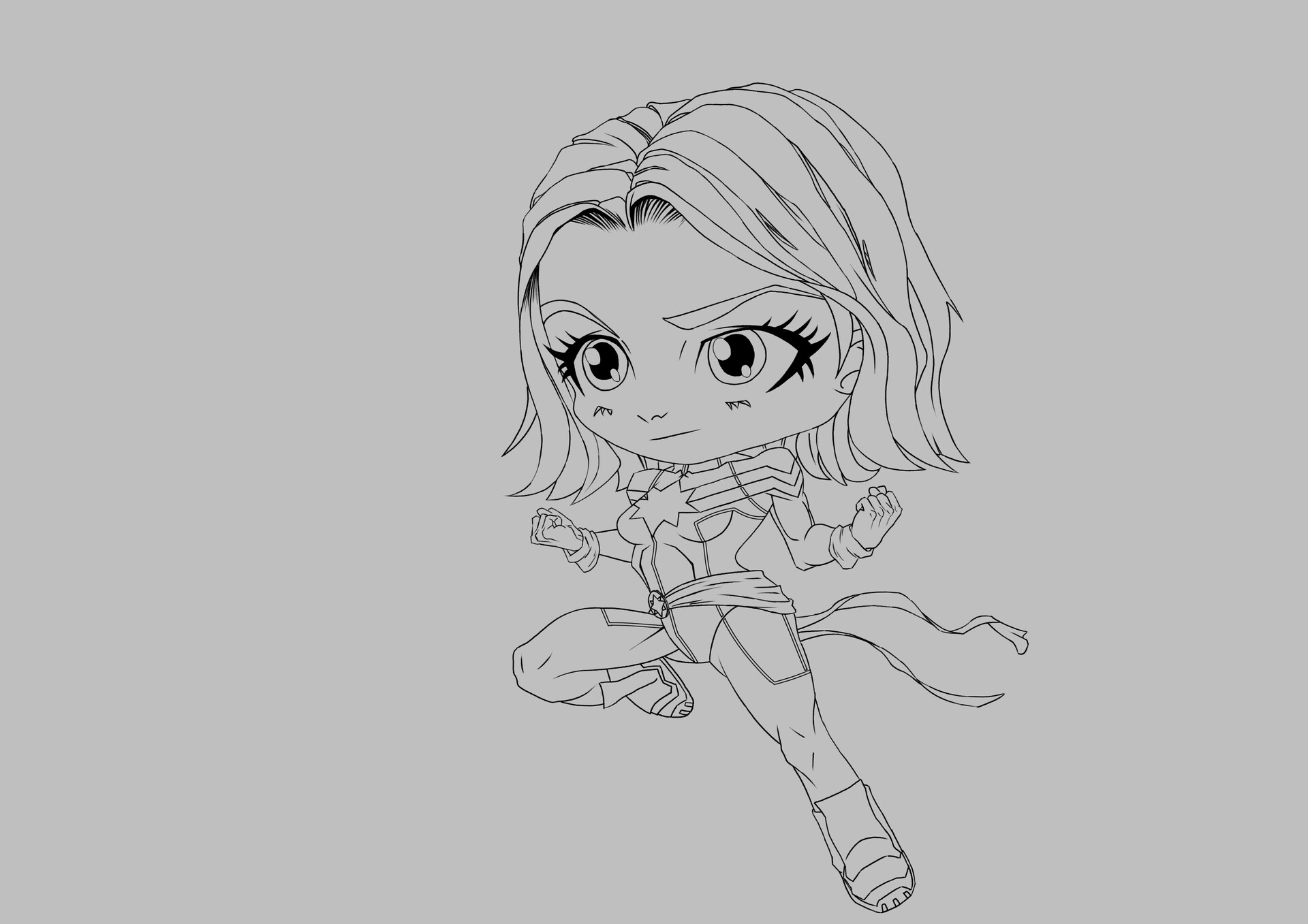 how to draw chibi captain marvel