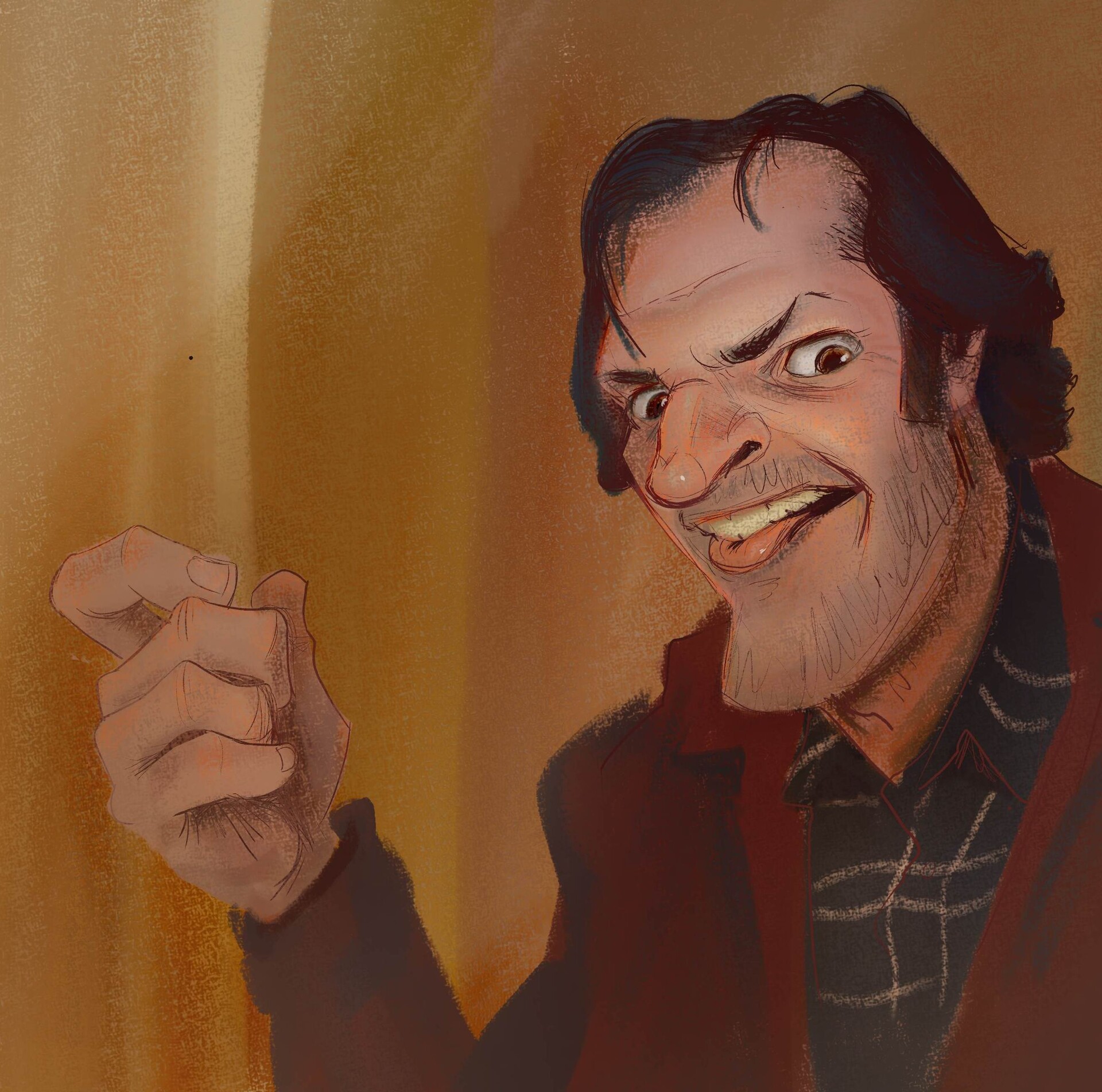 how to draw jack nicholson the shining