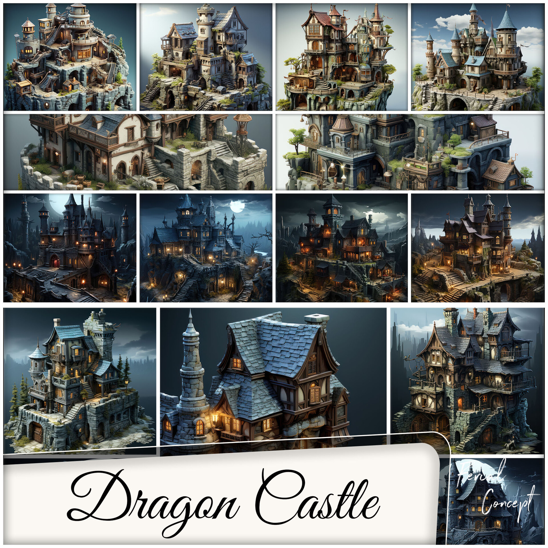 Ferial Concept - 🔹200 Stylized Dragon Castle Concept Reference Image ...