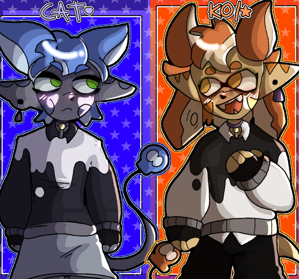 ArtStation - cat and koi ( i do not own these characters)