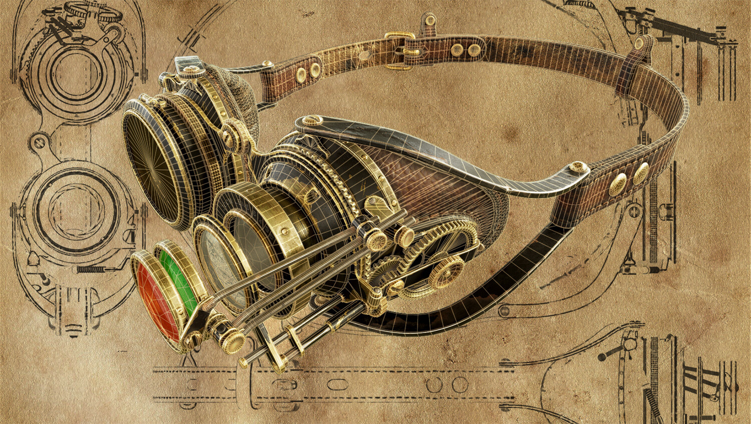 steampunk goggles drawing