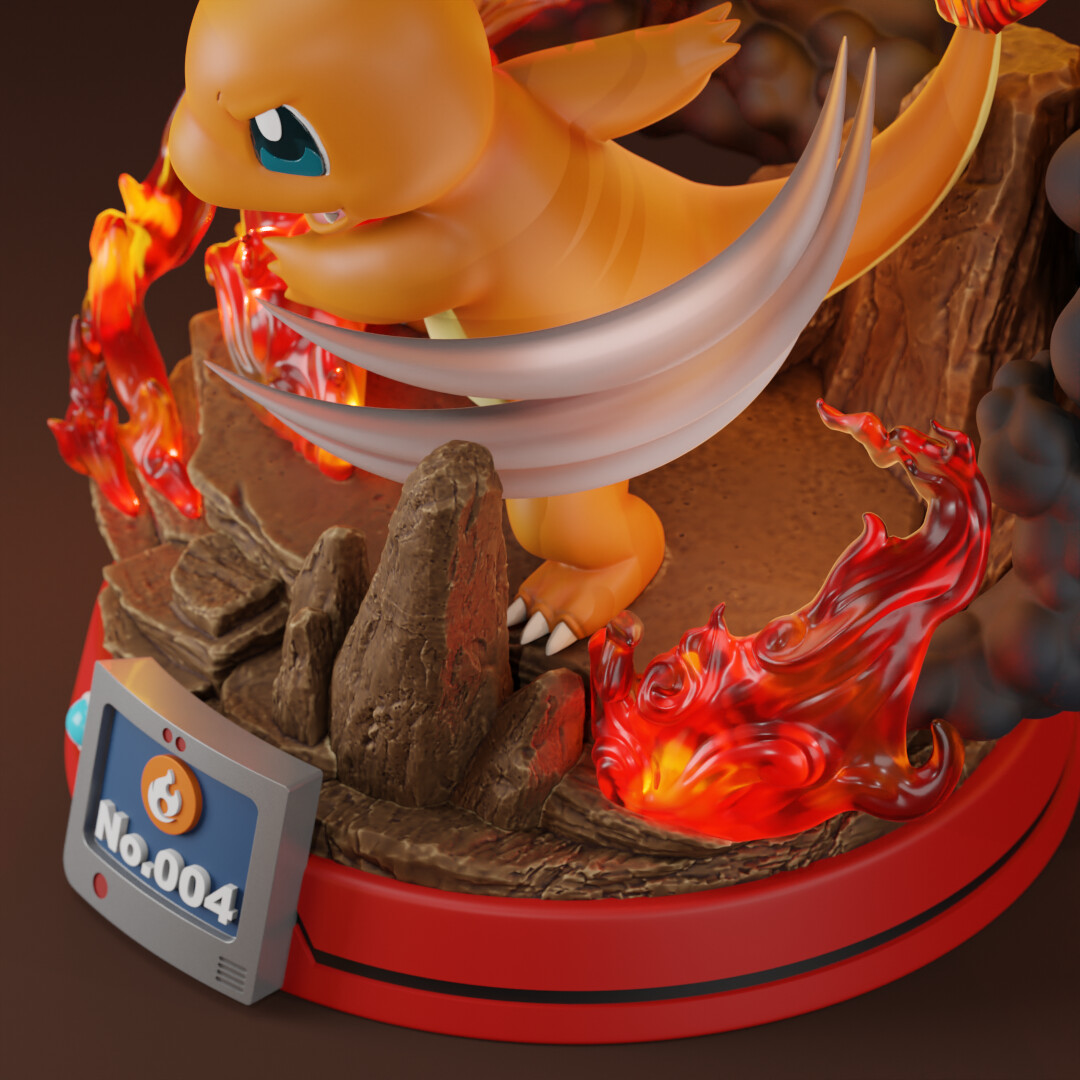 Abraham Meza - Charmander Statue - Pokémon Fanart