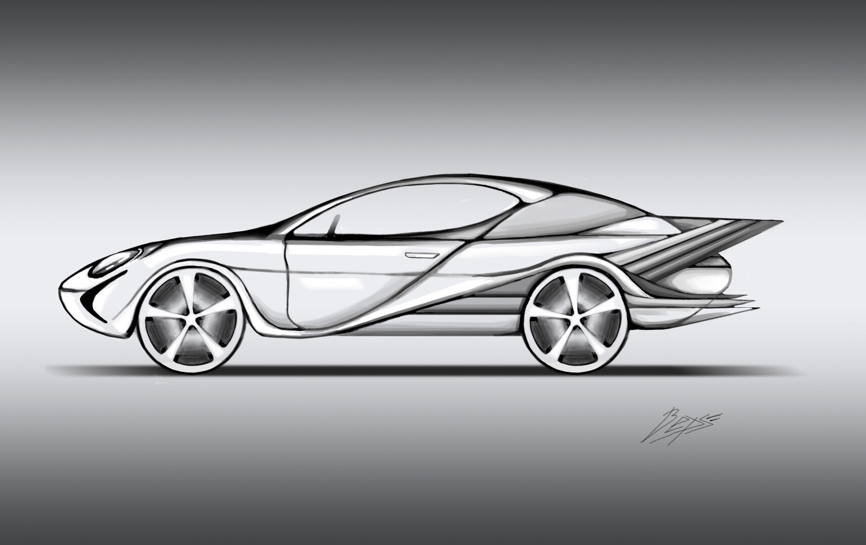 ArtStation - Futuristic concept car sketch